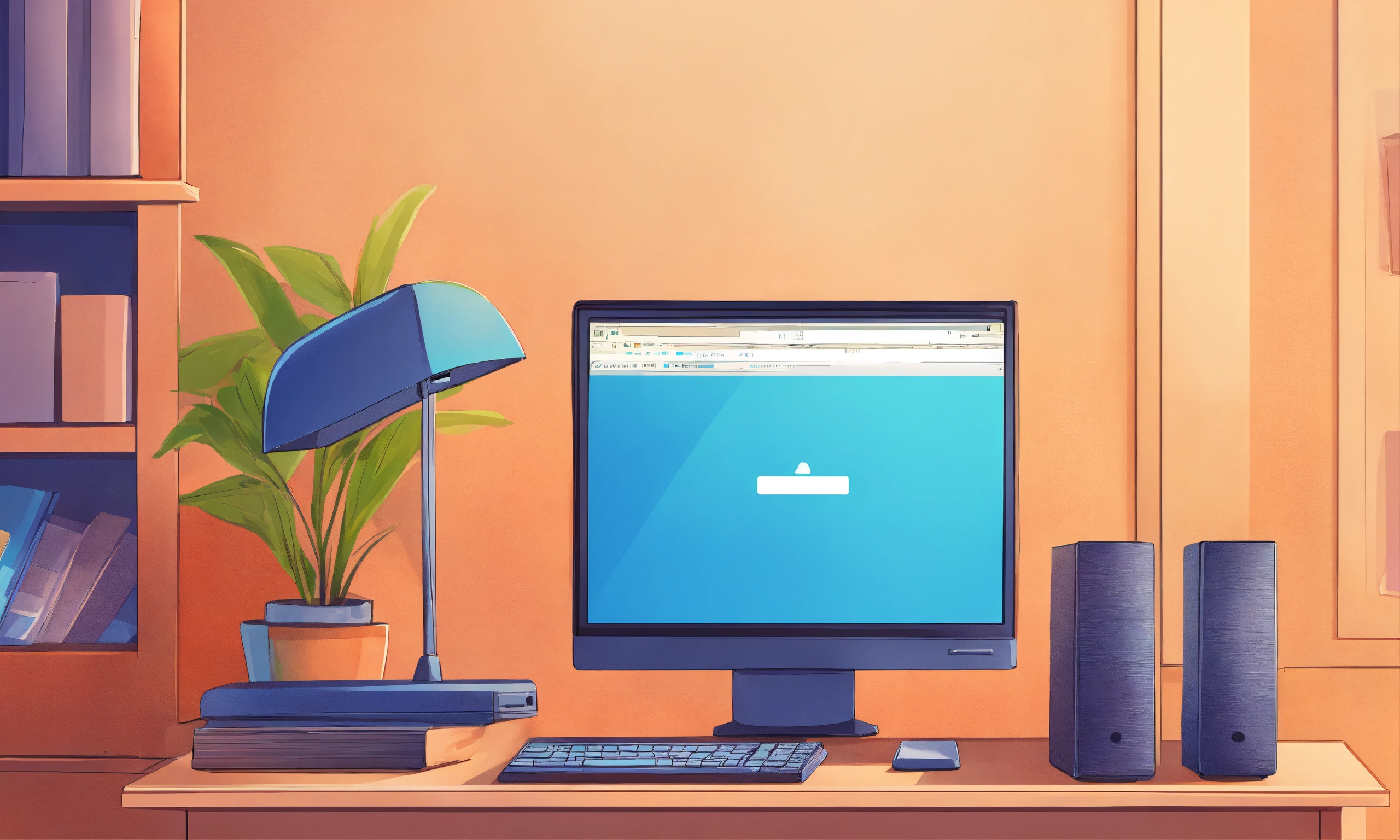 Lexica - Computer screen in office desk illustraion