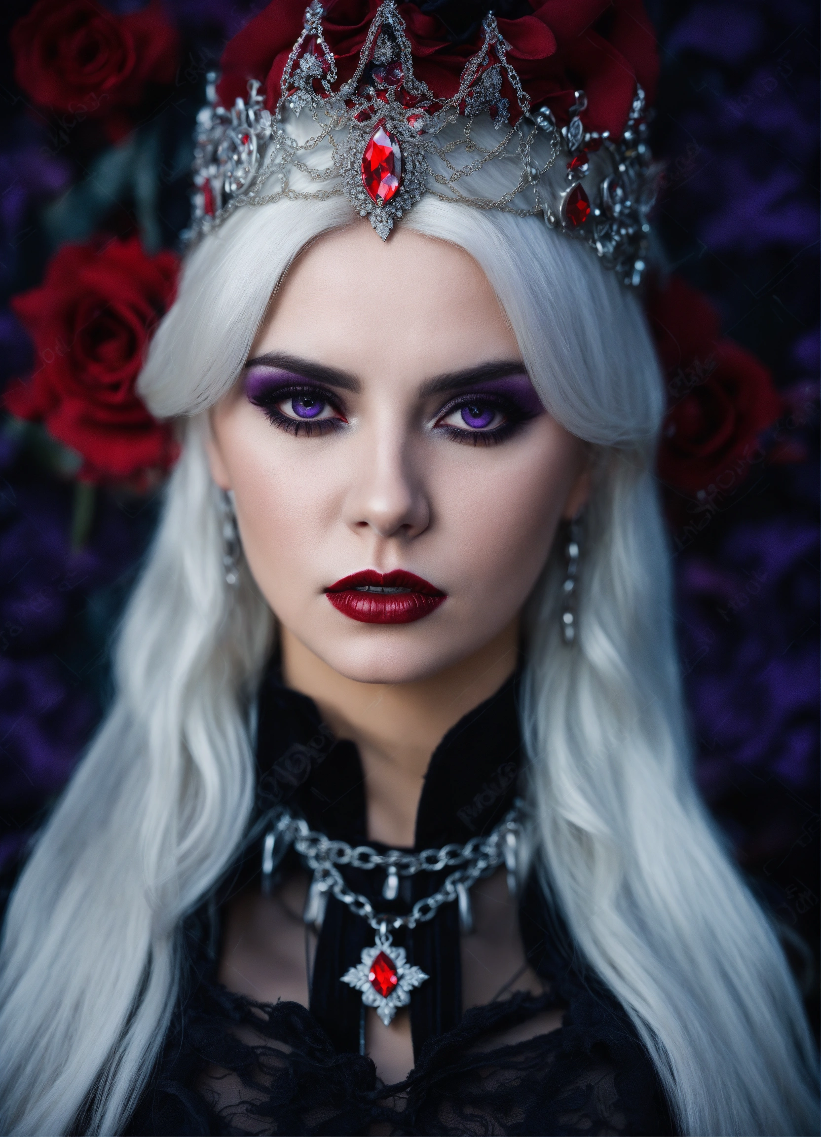 Lexica - Photo quality portrait of white haired beauty as a gothic ...