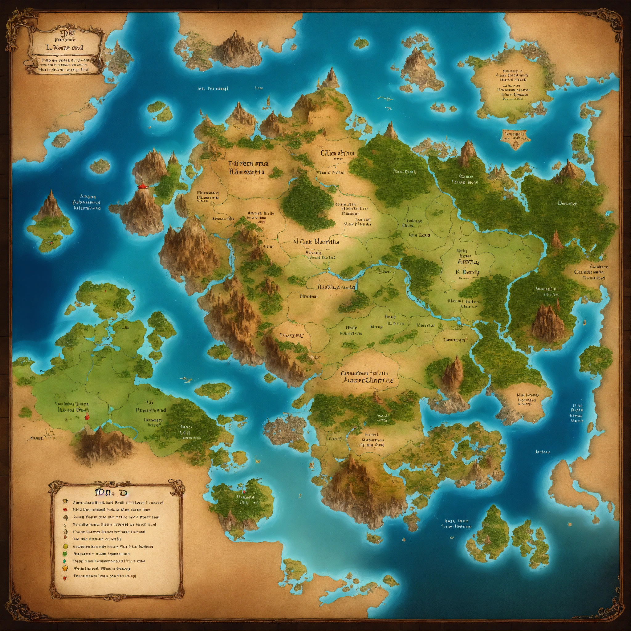 Lexica - Dnd world map with five big landmasses and several smaller ...