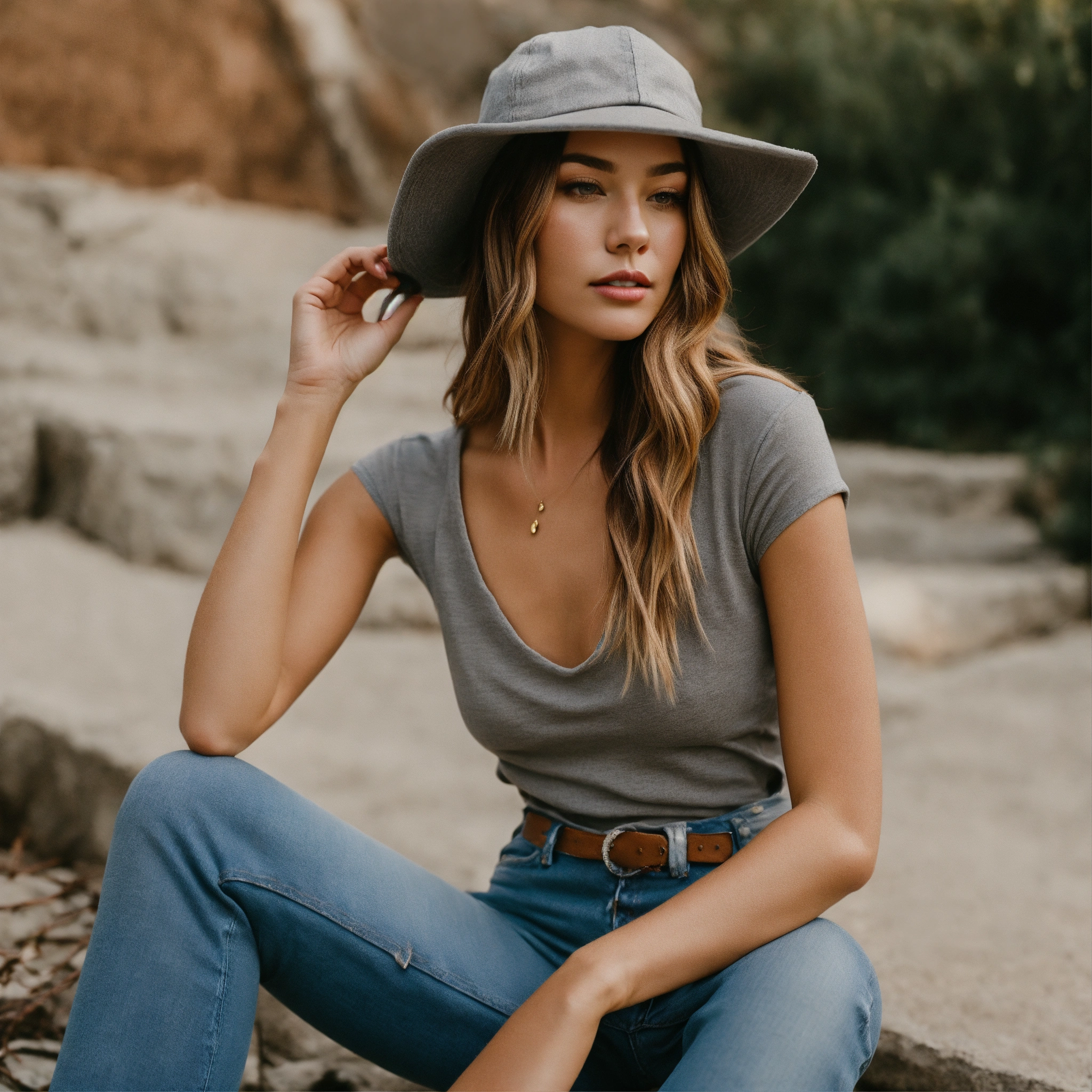 Lexica - Caucasian woman wearing a fitted basic very heathered fabric ...