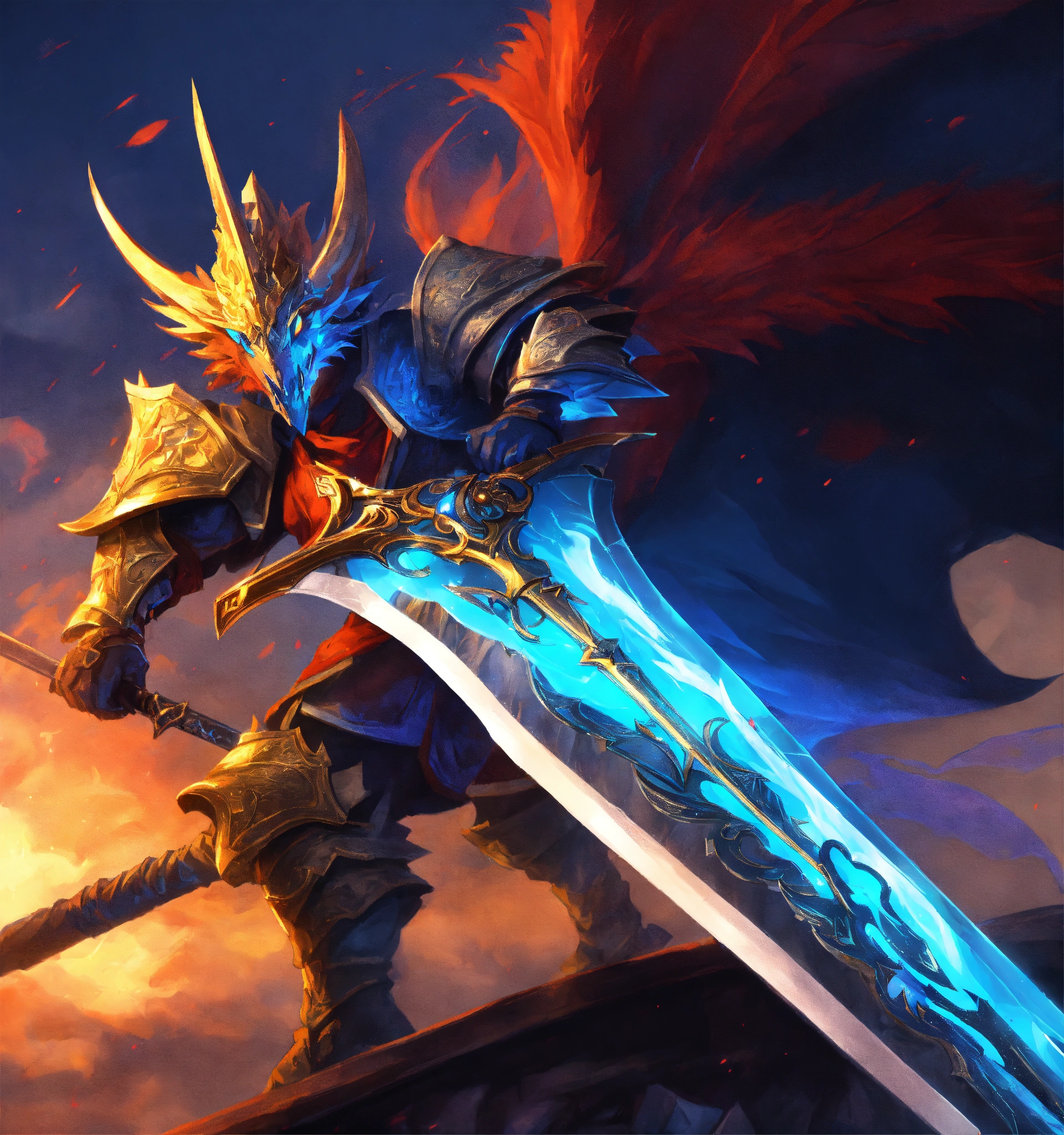 Lexica - A magic draconic blade made of azure flames.
