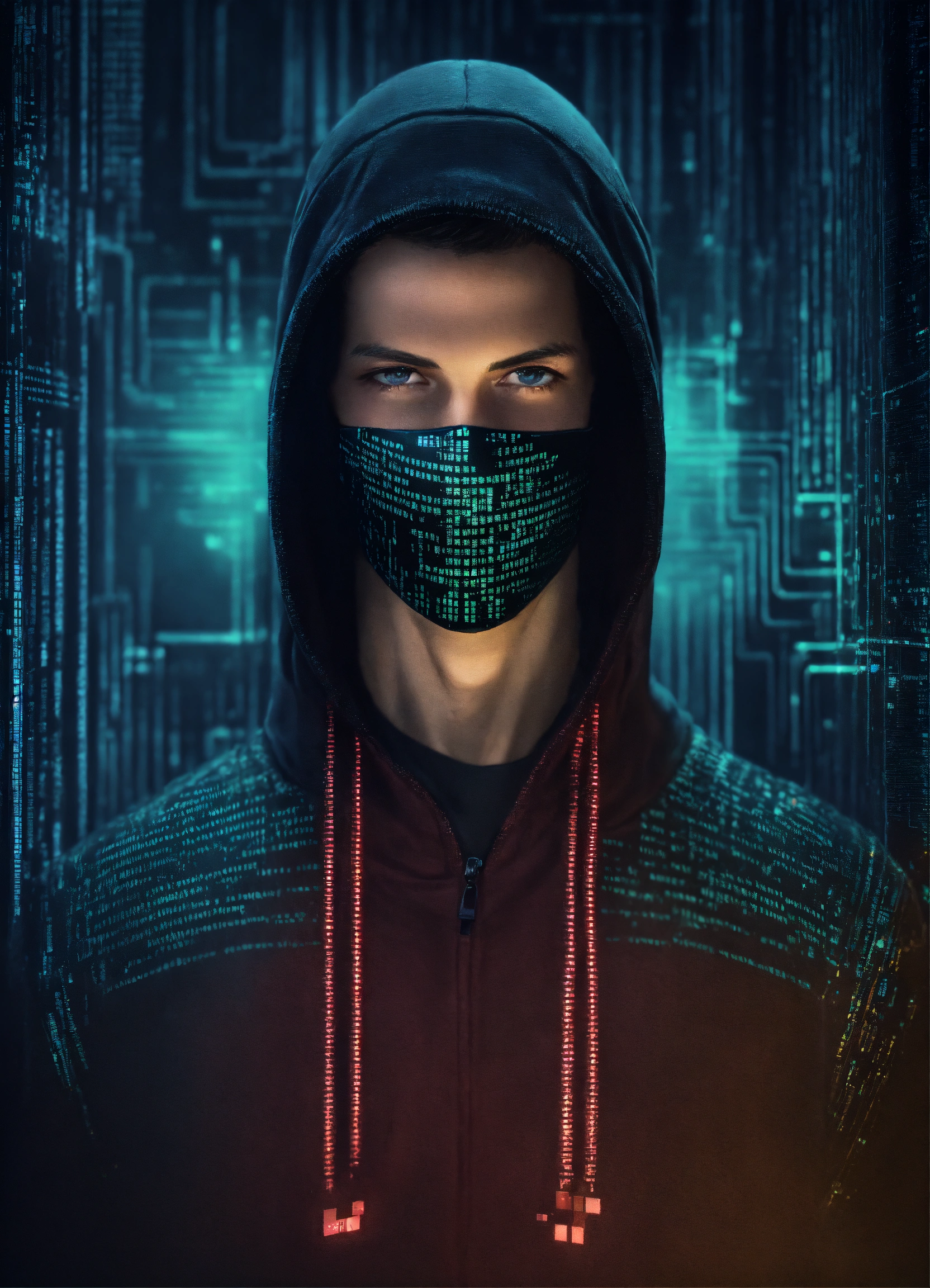 Lexica - Hacker guy on a system, solid background, reality photo
