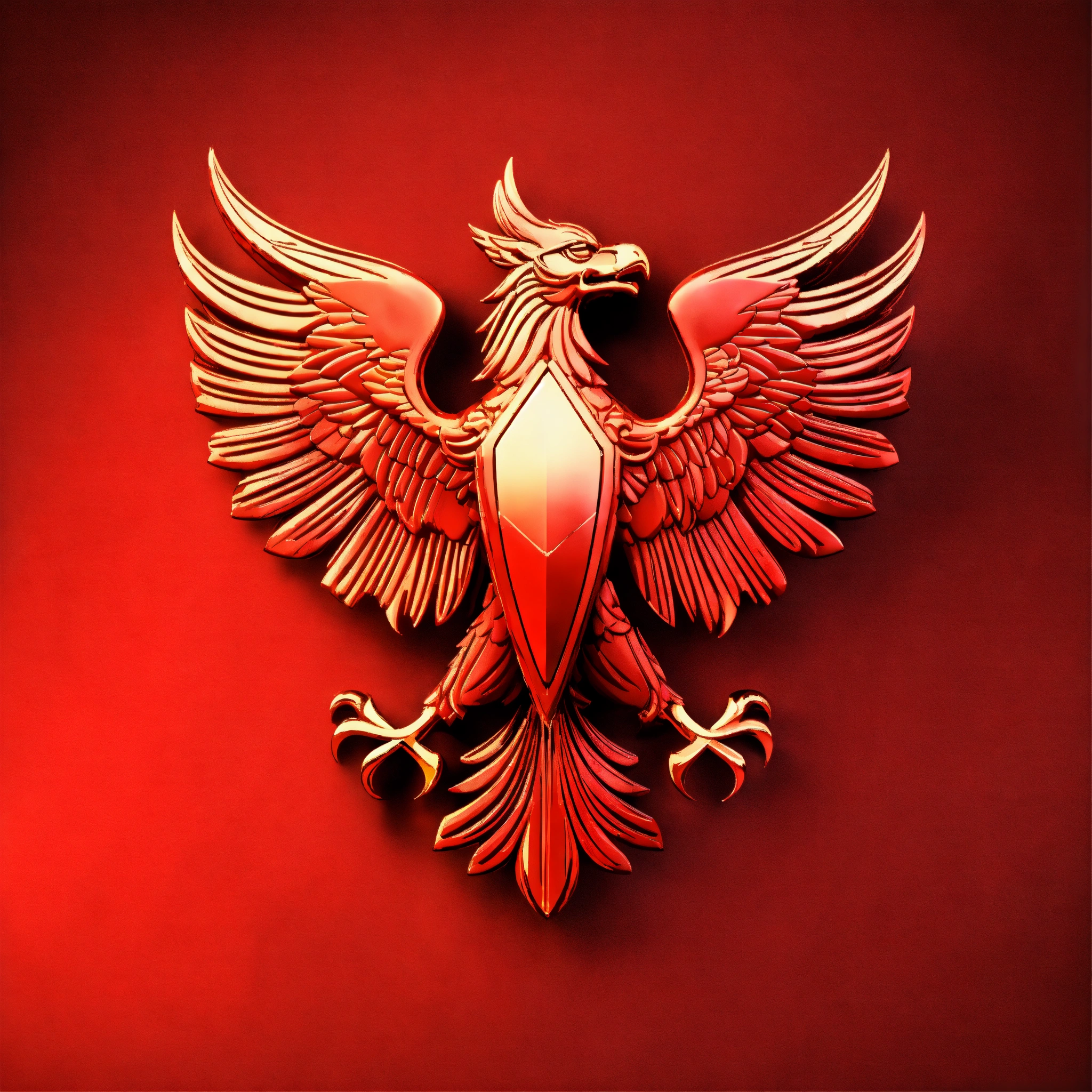 Lexica - Simple griffon symbol logo, rich red to bright red gradient, 8k 3d