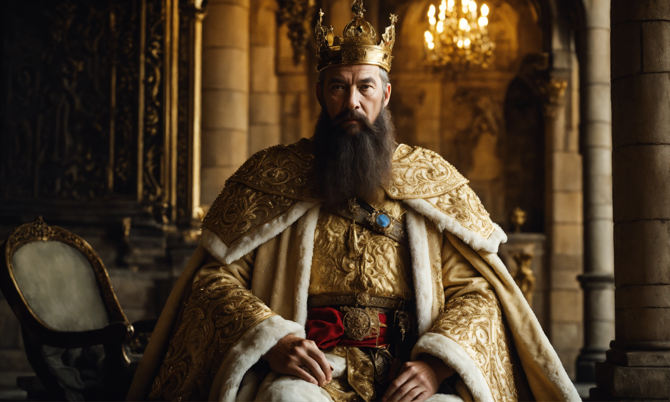 Lexica - Take photos of old king in reference style,White skin, full ...