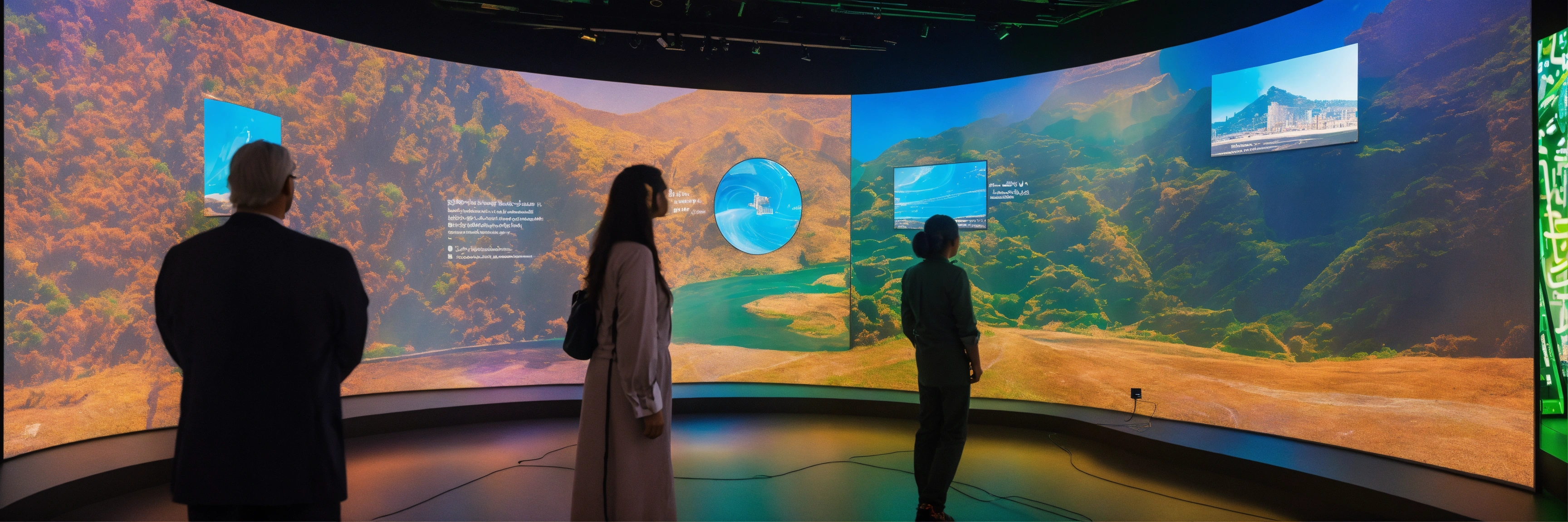 Lexica - A photograph of interior of a small vibrant immersive cylinder ...