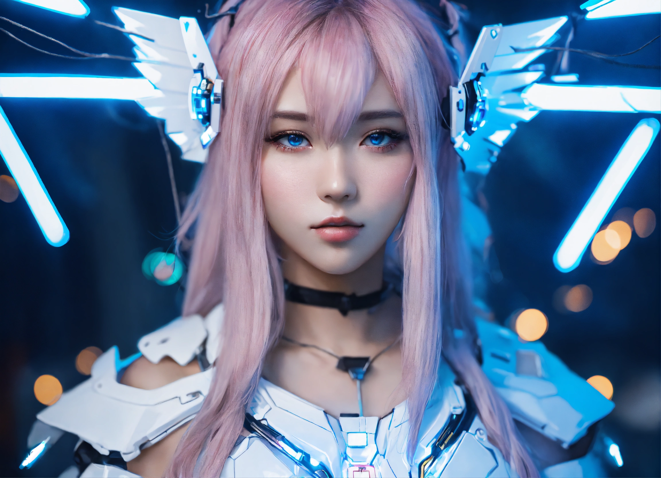 Lexica - A real photo of Cute Cyber girl lightning with angelwing's ...