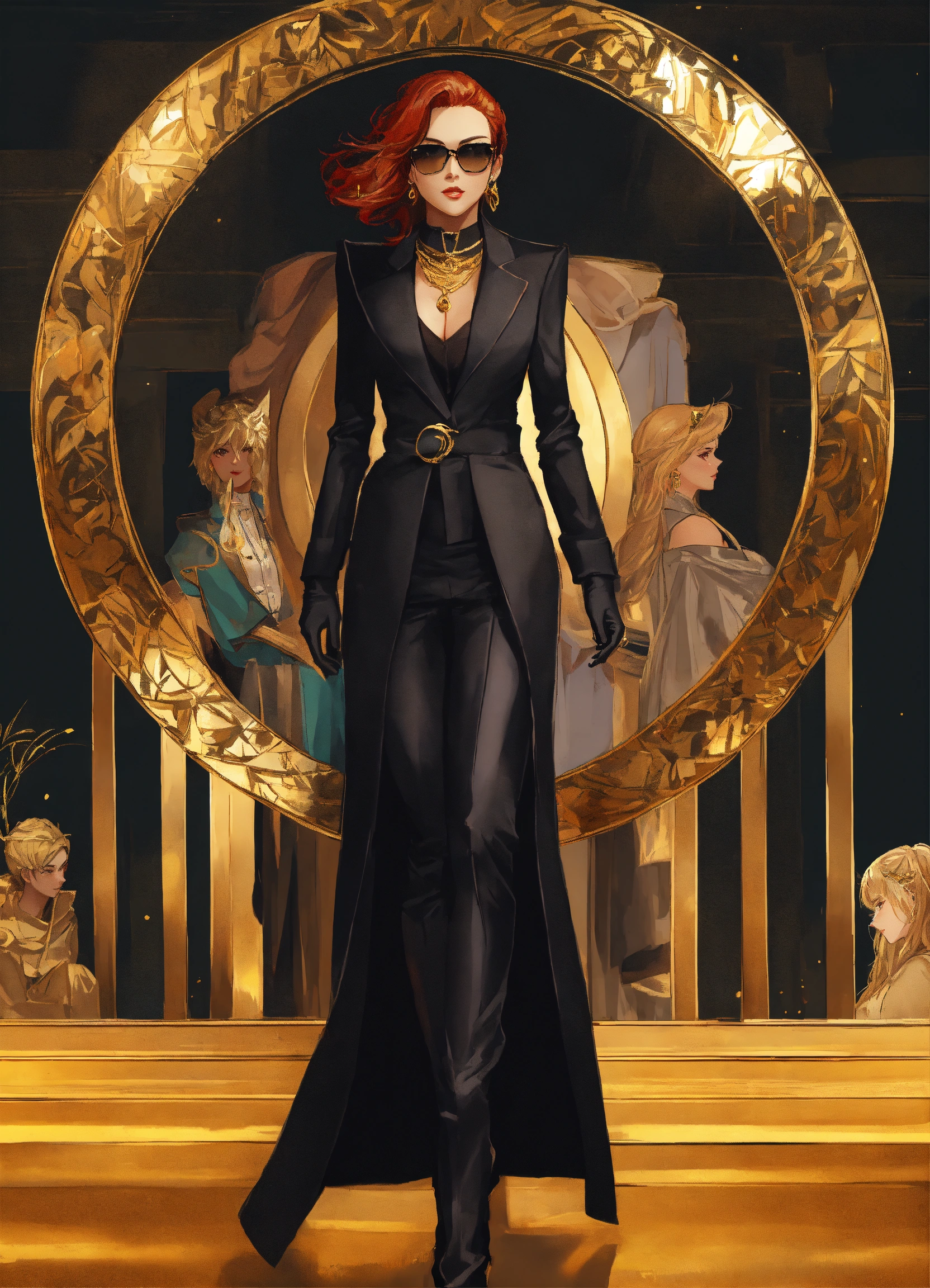 Lexica - Good omens as woman, female Crowley wearing black clothes suit ...