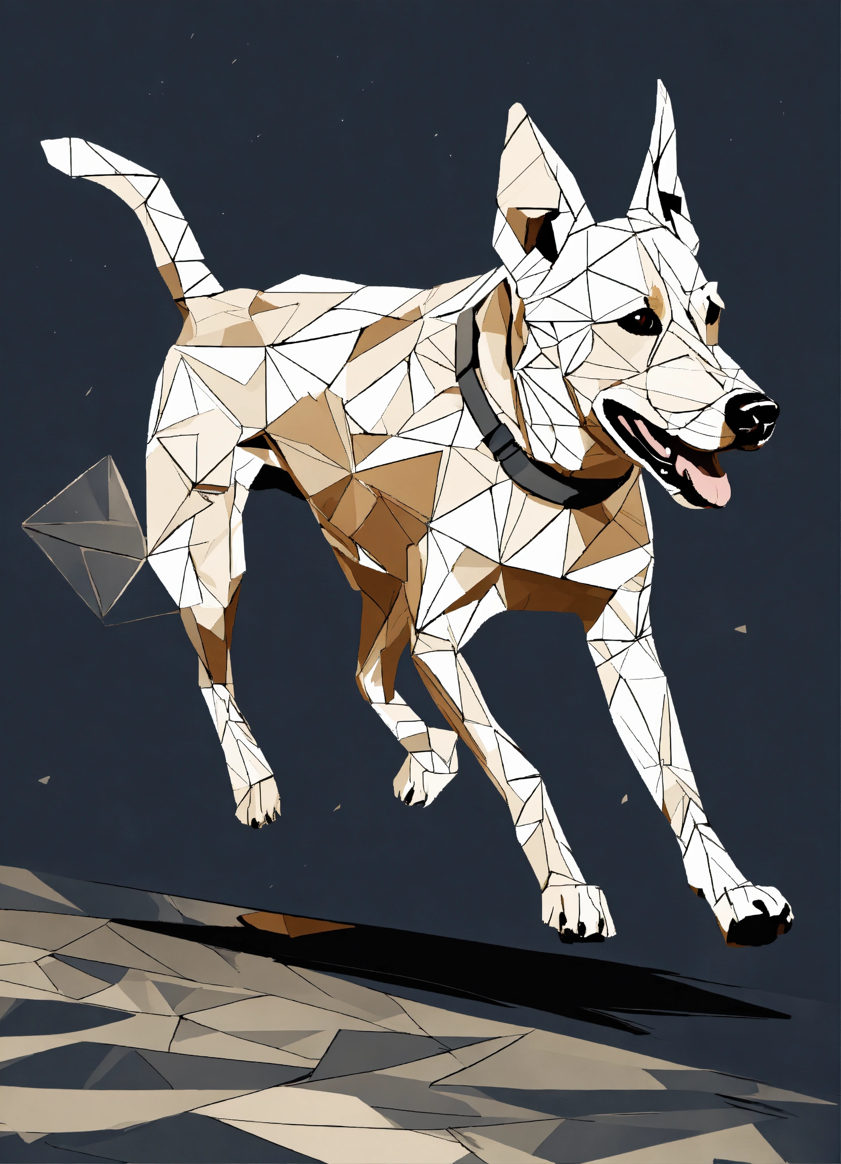 Lexica - Running dog, flat desing with triangles only, grayscale, ultra ...