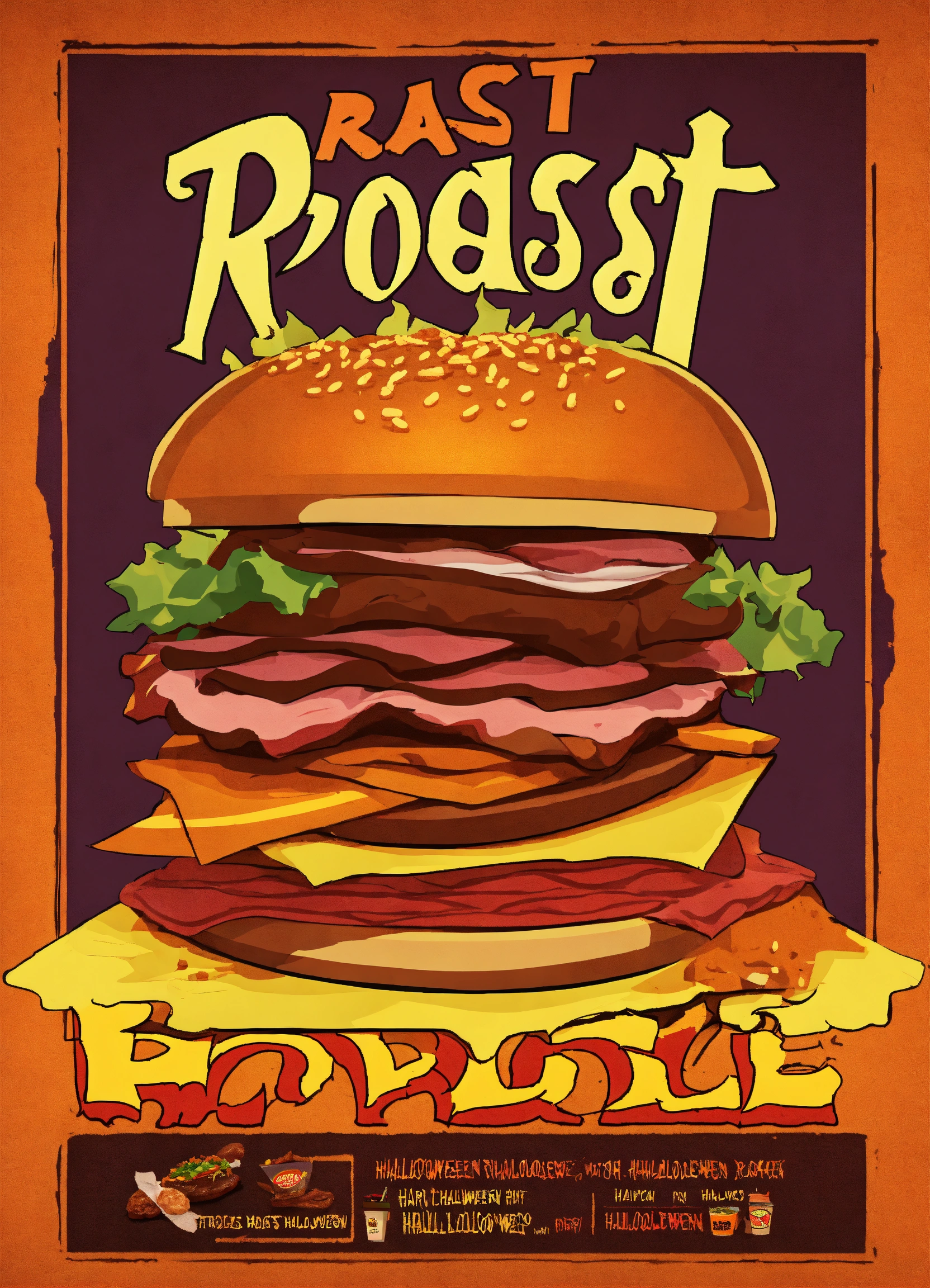 Lexica - A halloween poster and logo advertisement for a fast food ...