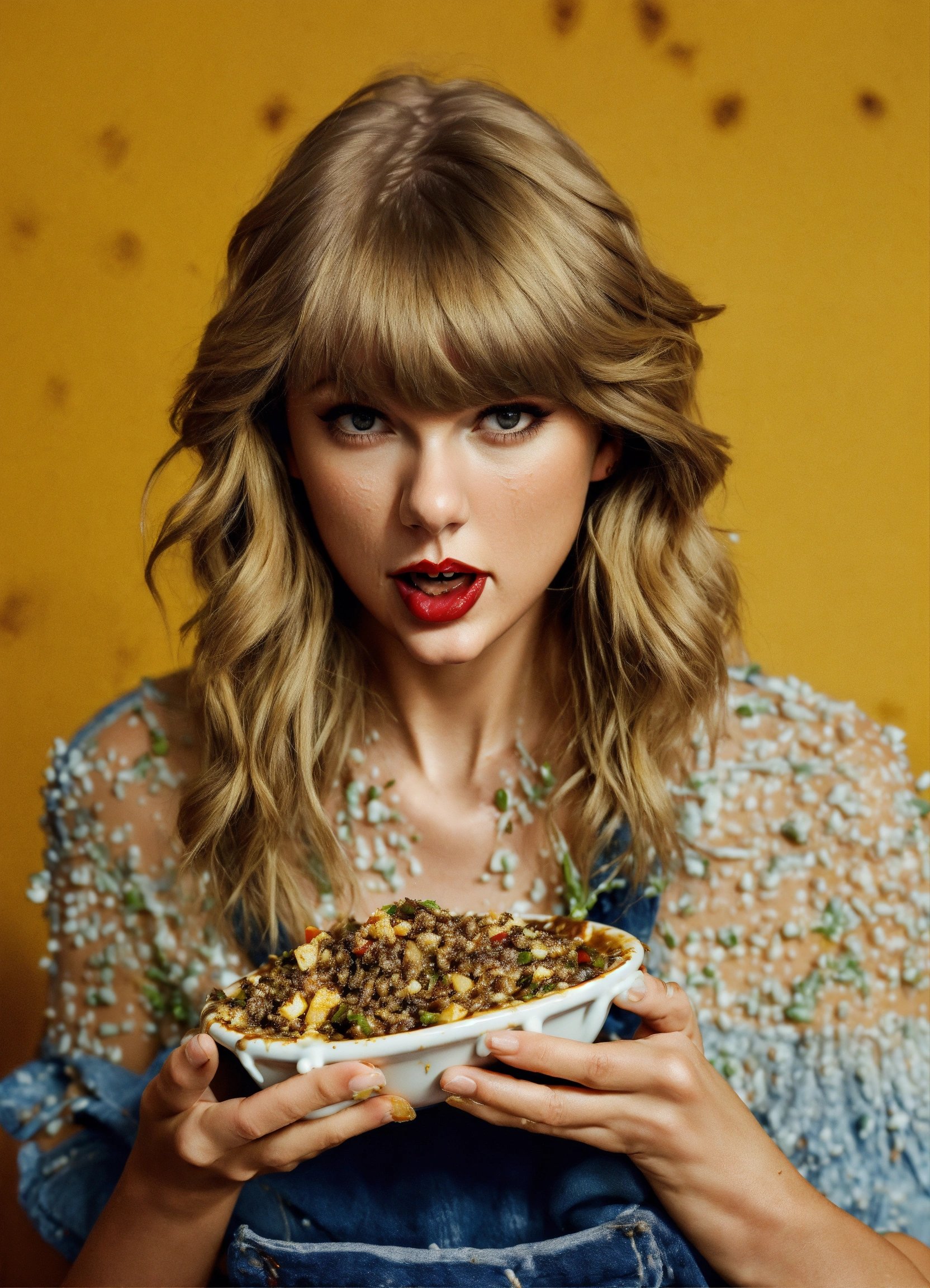Lexica - Photo realistic shot of taylor swift eating a disgusting pile ...