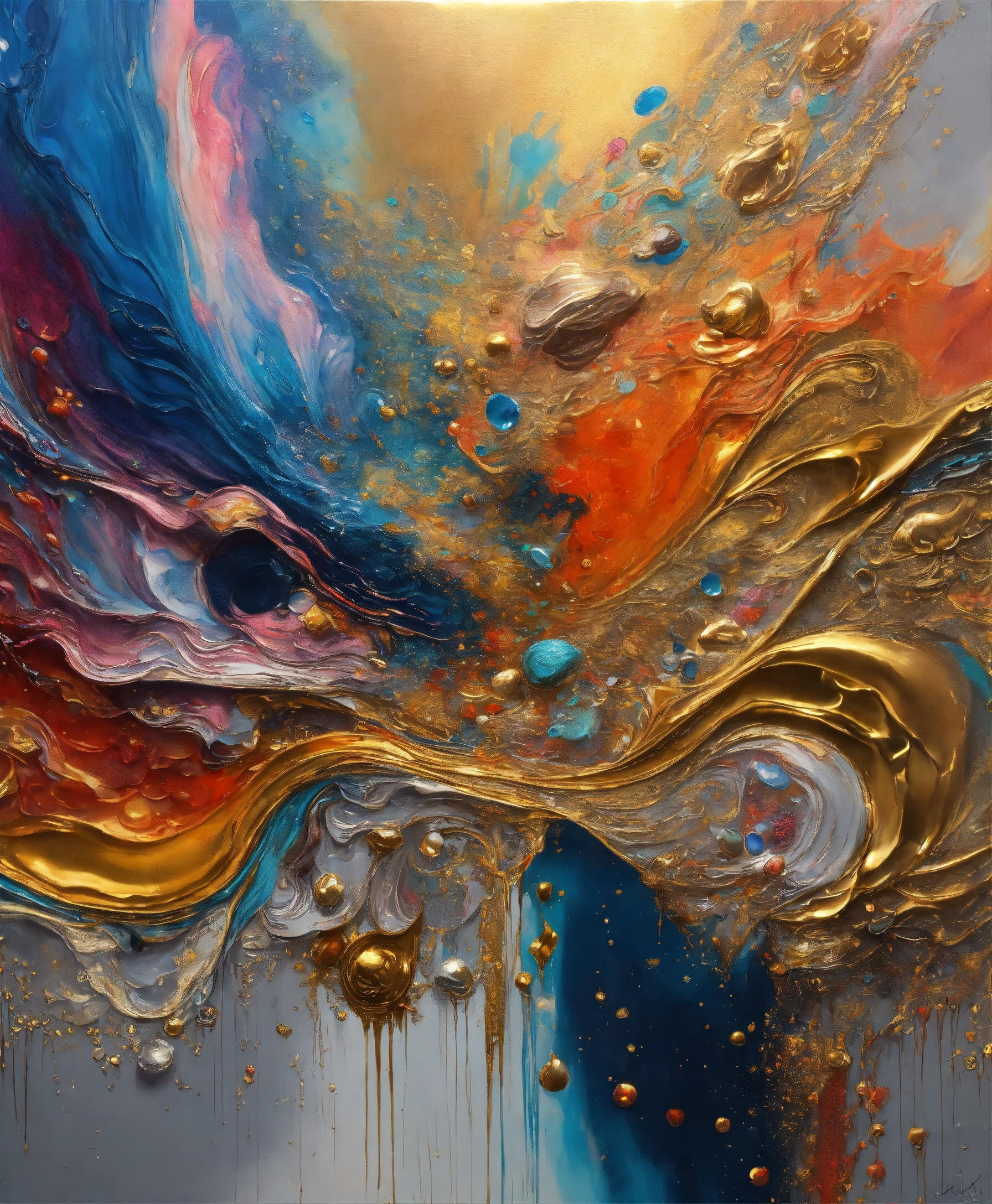 Lexica - Colorful abstract painting oil and water complex complicated ...