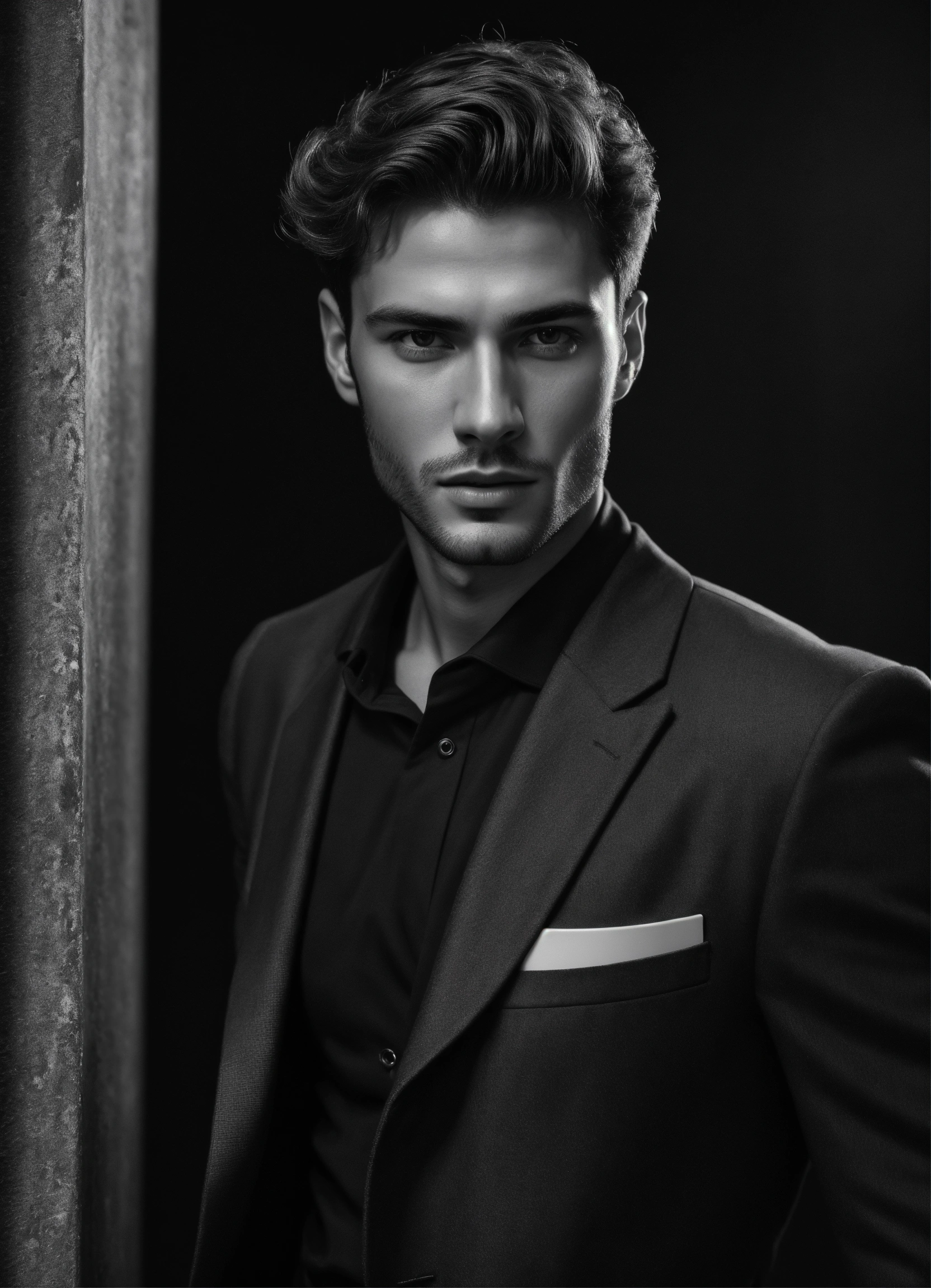 Lexica - Photo of an italian male model black and white , photo ...