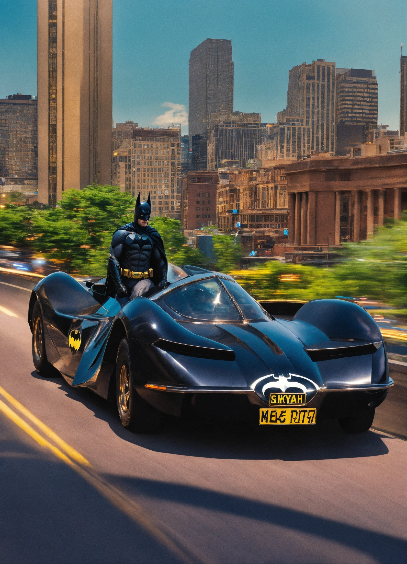 Lexica - Batman riding a car