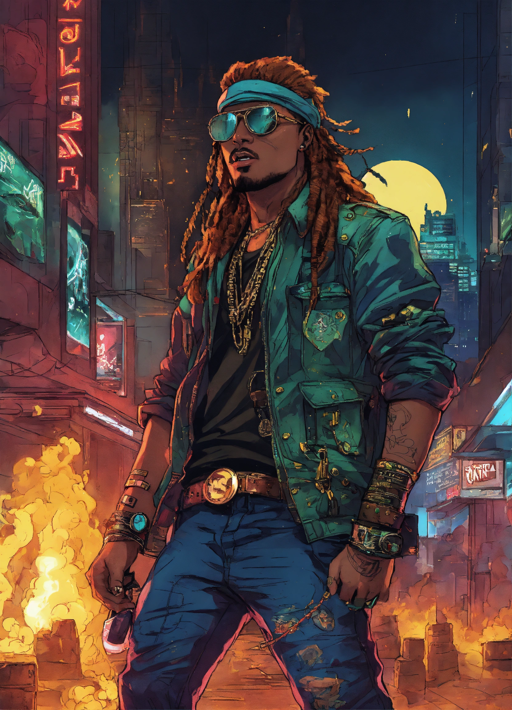 Lexica - A crazy gangster rap, heavy metal mix music style, comic art ...