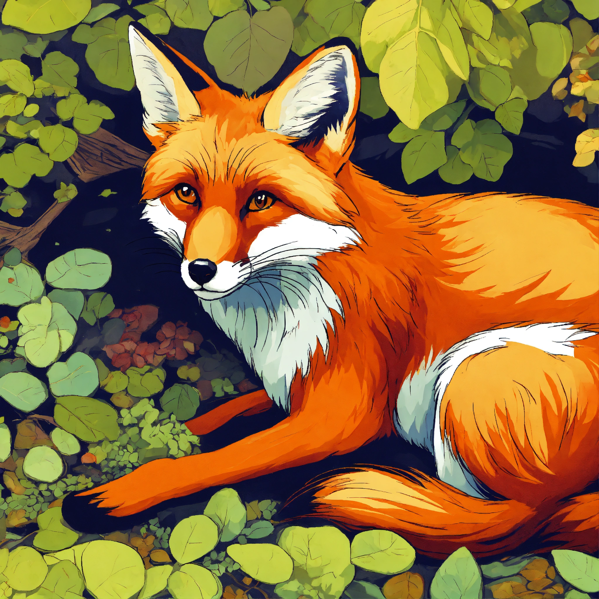 Lexica - Fox from an overhead view, cartoon