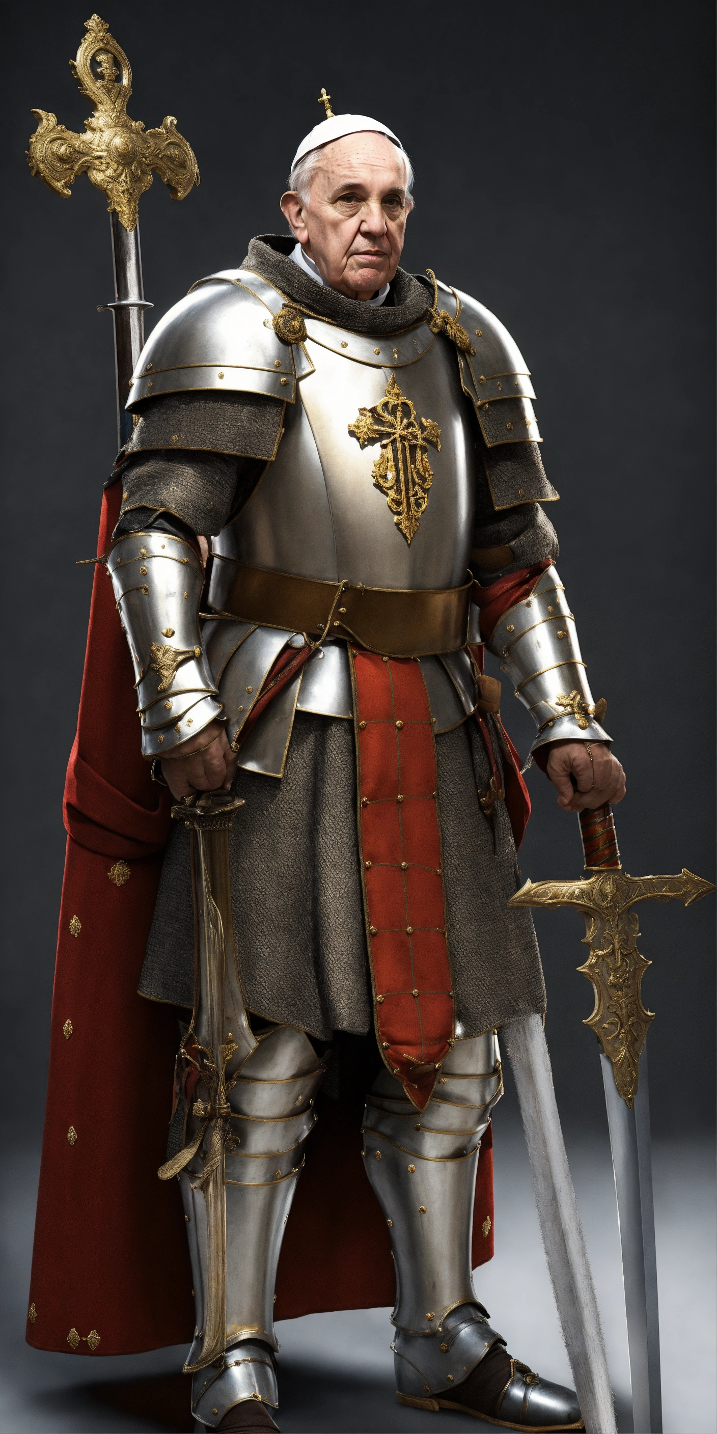 Lexica - Pope Francis in medieval knight armor with no helmet on his ...