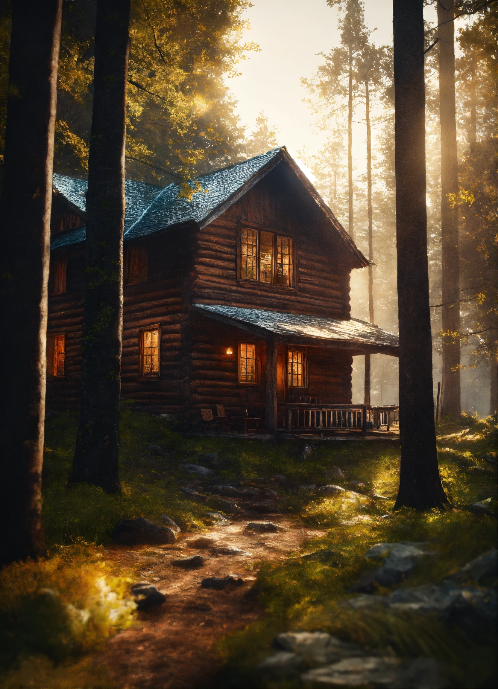 Lexica - Hyper realistic picture of an stunning old cabin in a forrest ...
