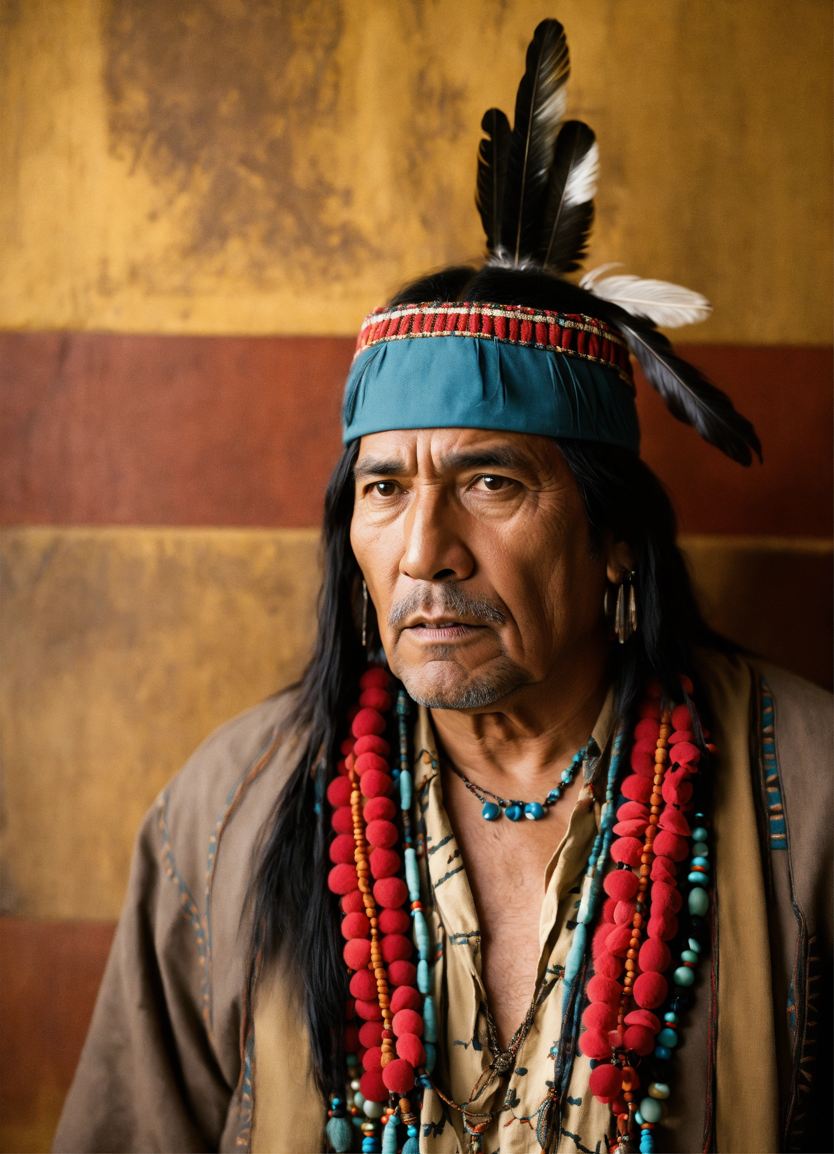 Lexica - Scared unique expressive middle-age native american man casual ...