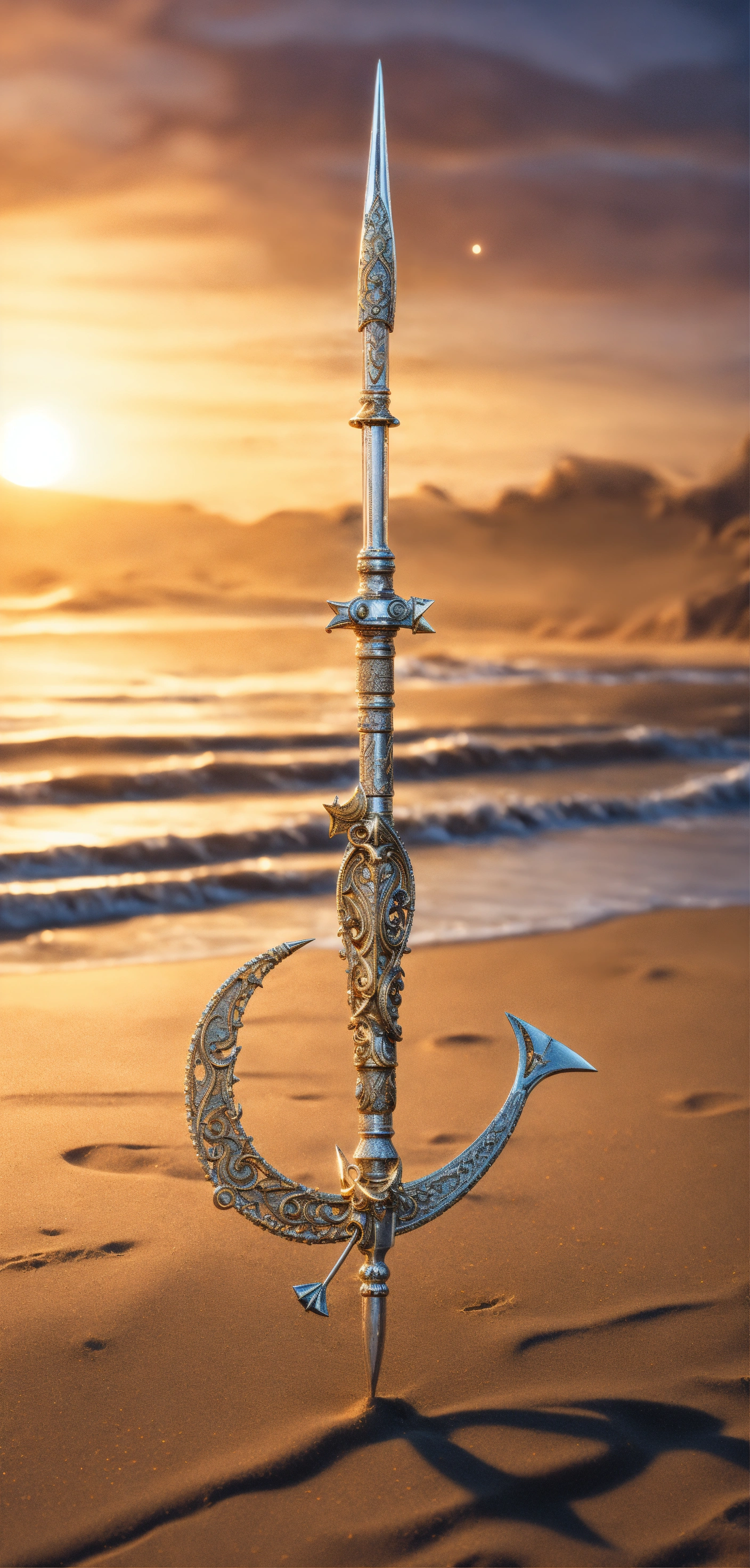 Lexica - 8k, picture of a narrow and delicate gezackte throwing harpoon ...