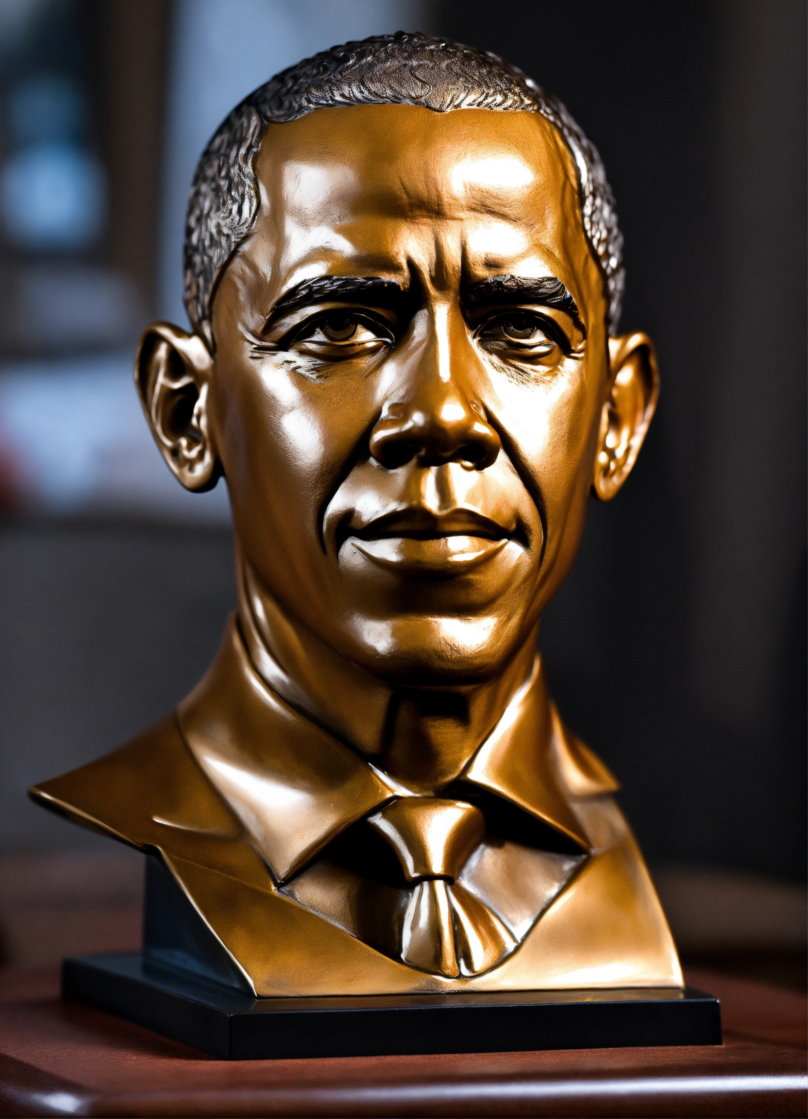 Lexica - Barack Obama bronze statue, hyper realistic 8k, white face