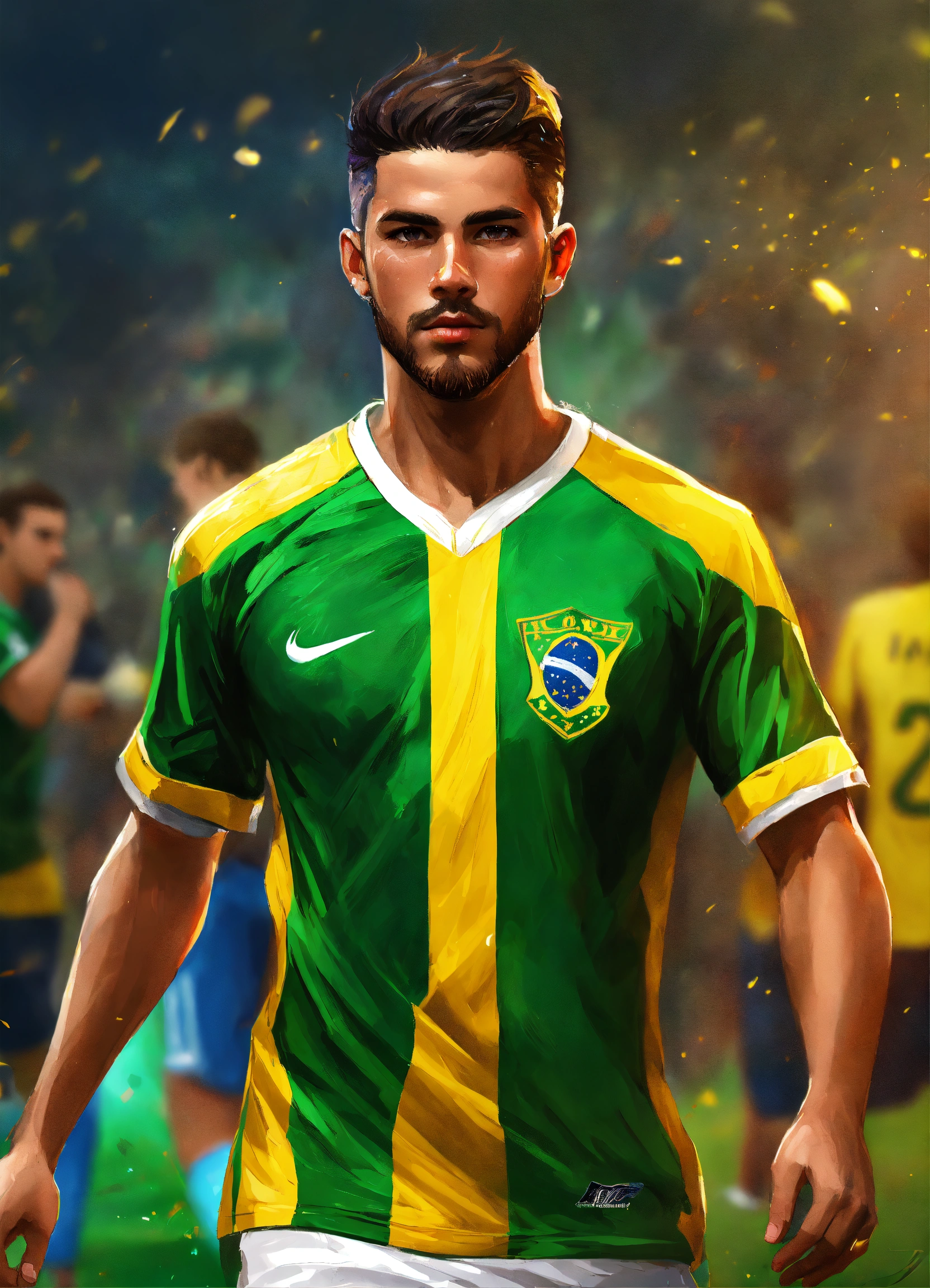 Lexica - Brasilian soccer player digital art, realistic painting, dnd ...