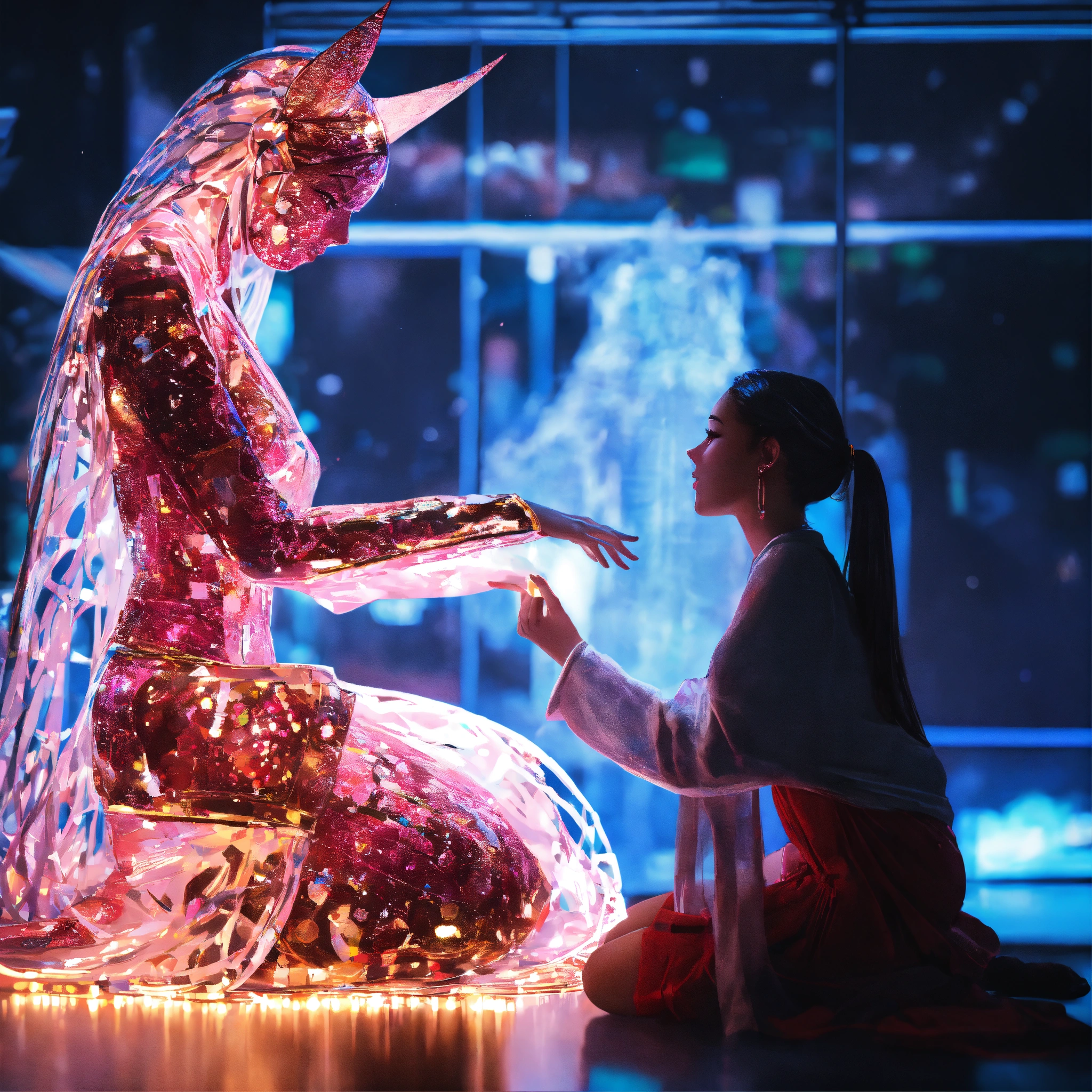 Lexica - A digital Goddess is talking to her student