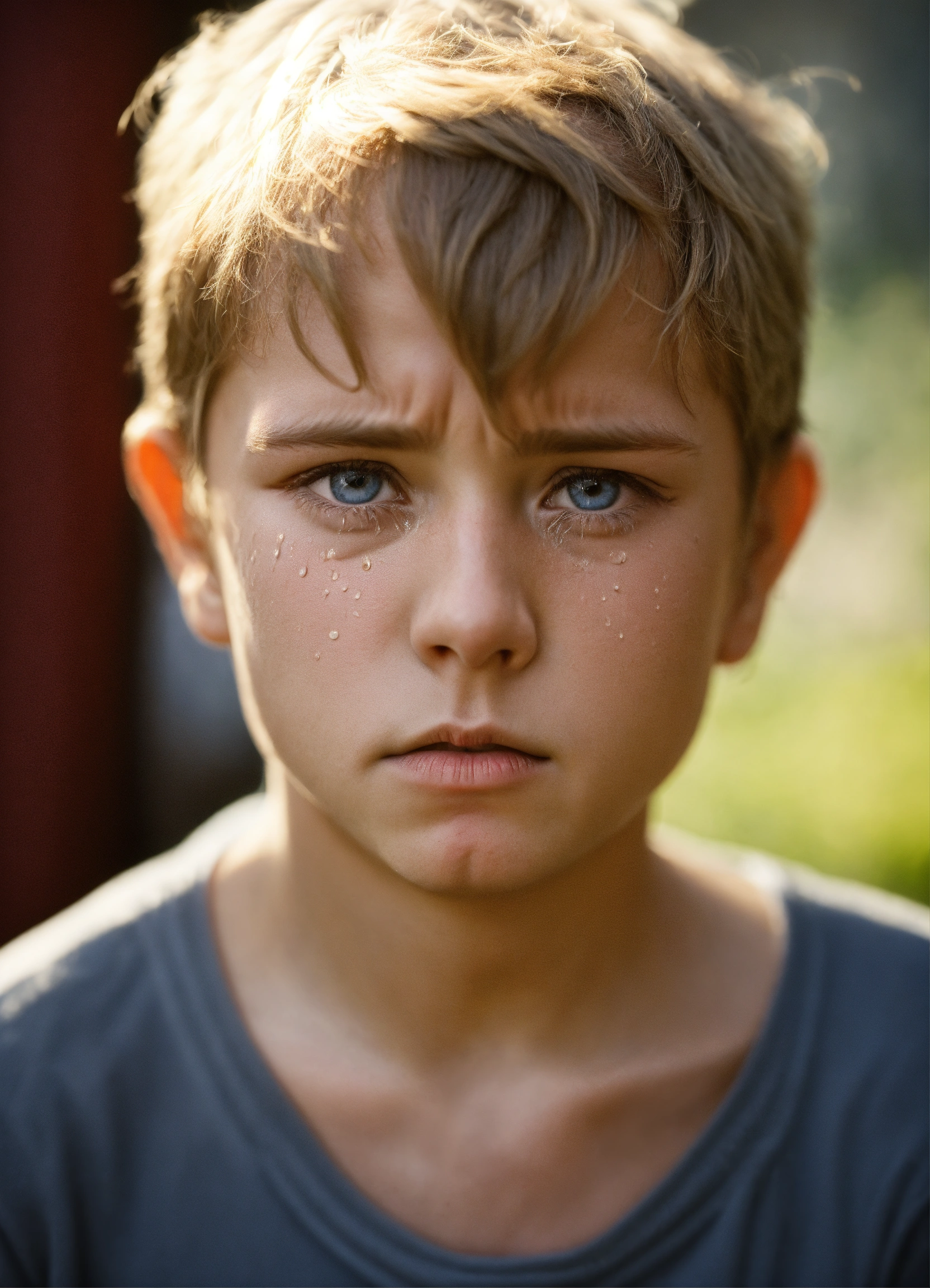 Lexica - Portrait of sad caucasian boy with tears in his eyes, fresh ...