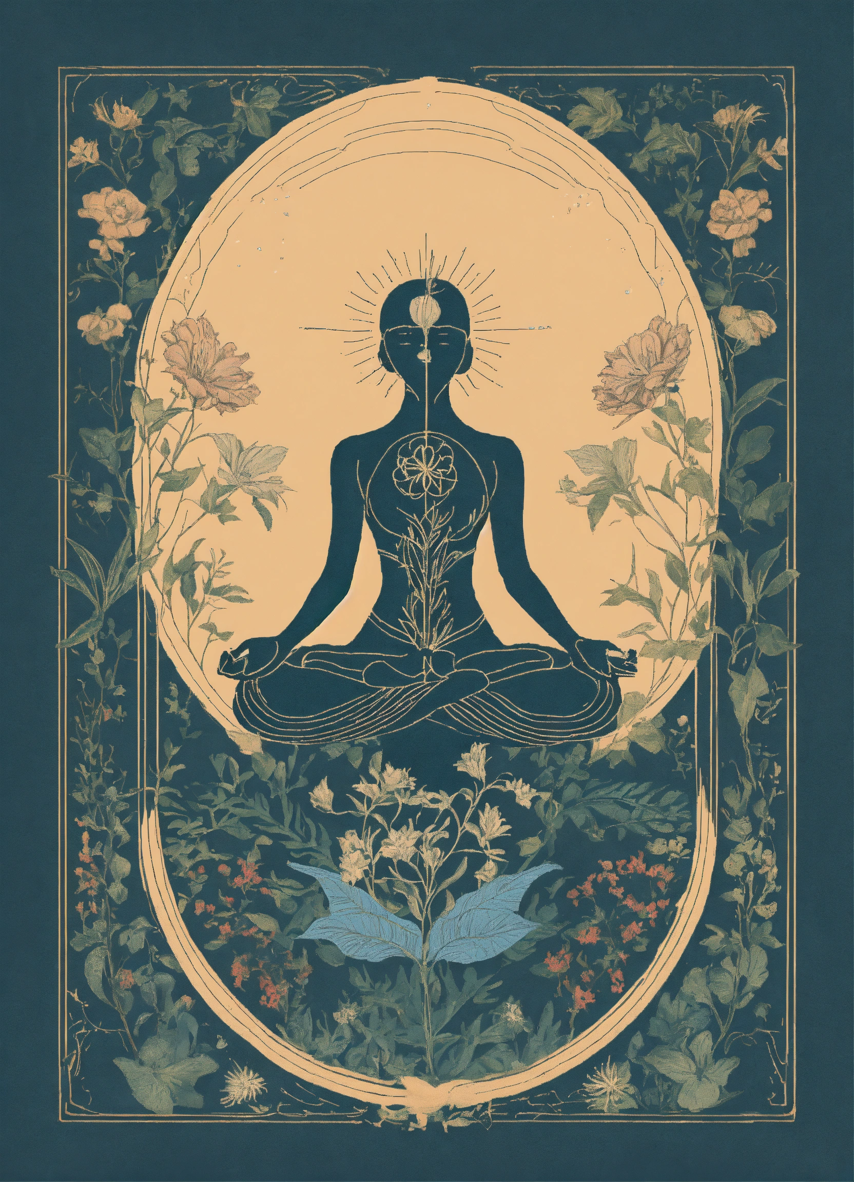 Lexica - Minimalist vintage botanical spiritualism drawing, serene ...