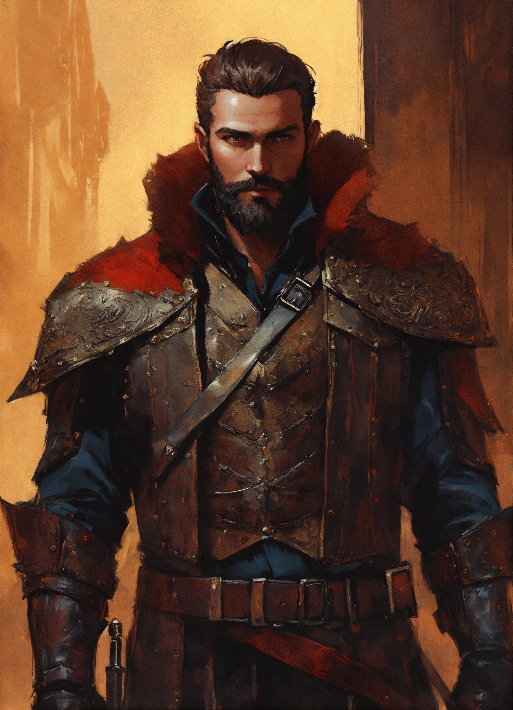 Lexica - Male vampire bounty hunter wearing studded leather armor with ...