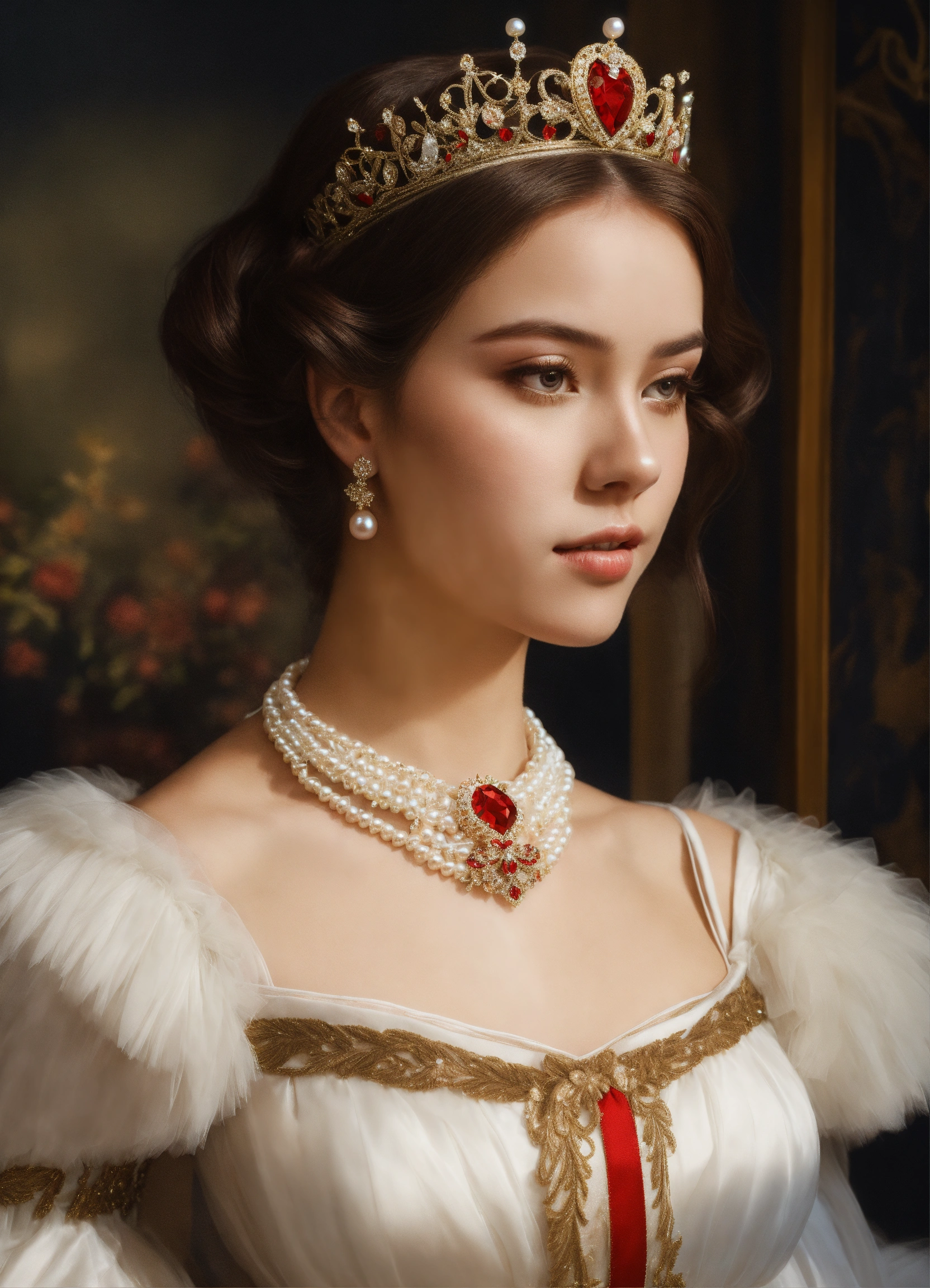 Lexica - PRINCESS WITH WHITE SKIN SKIN, BROWN HAIR, AN ELEGAN TIARA ...