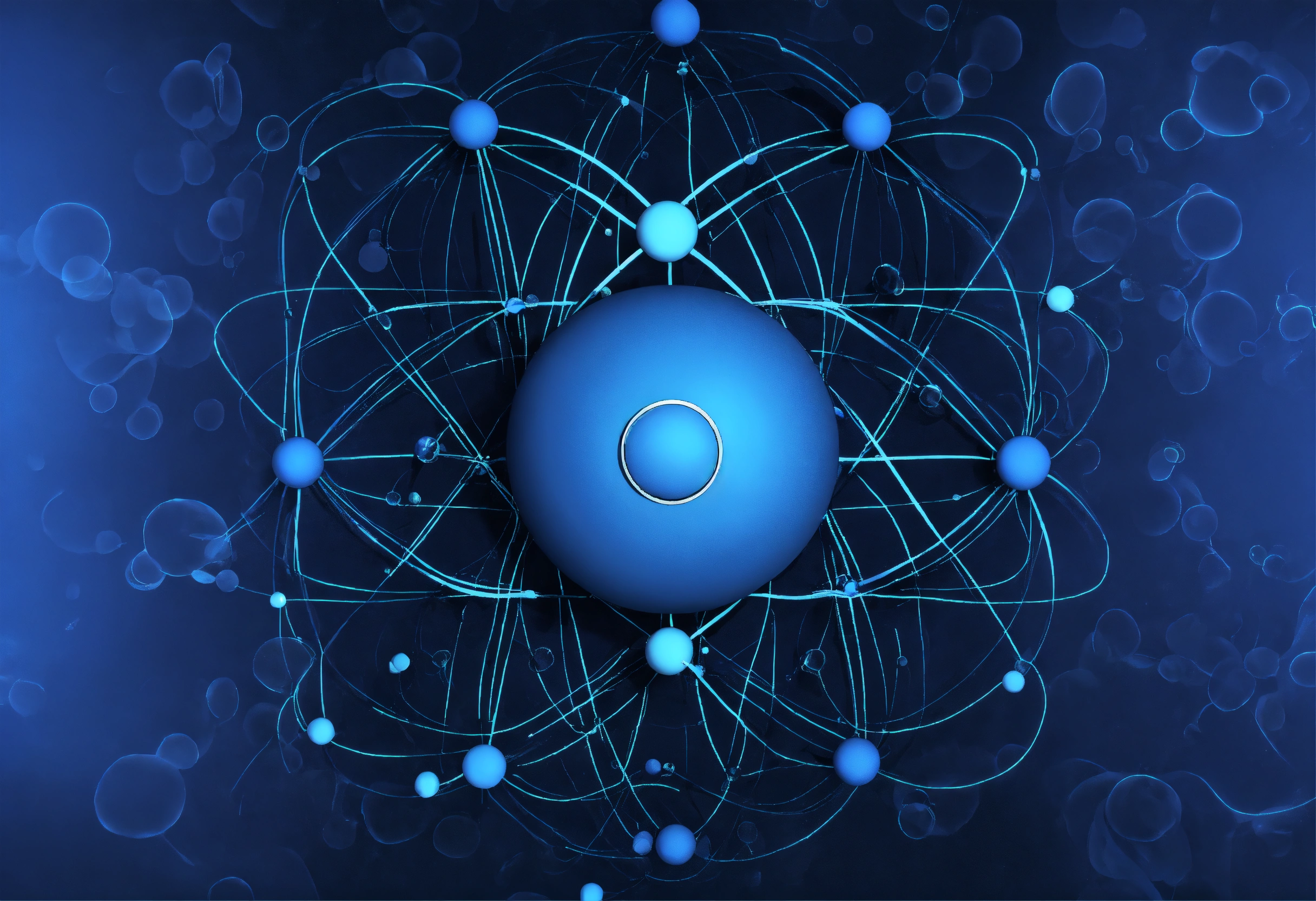 Lexica - Composition of atoms. in blue, dark blue colors.