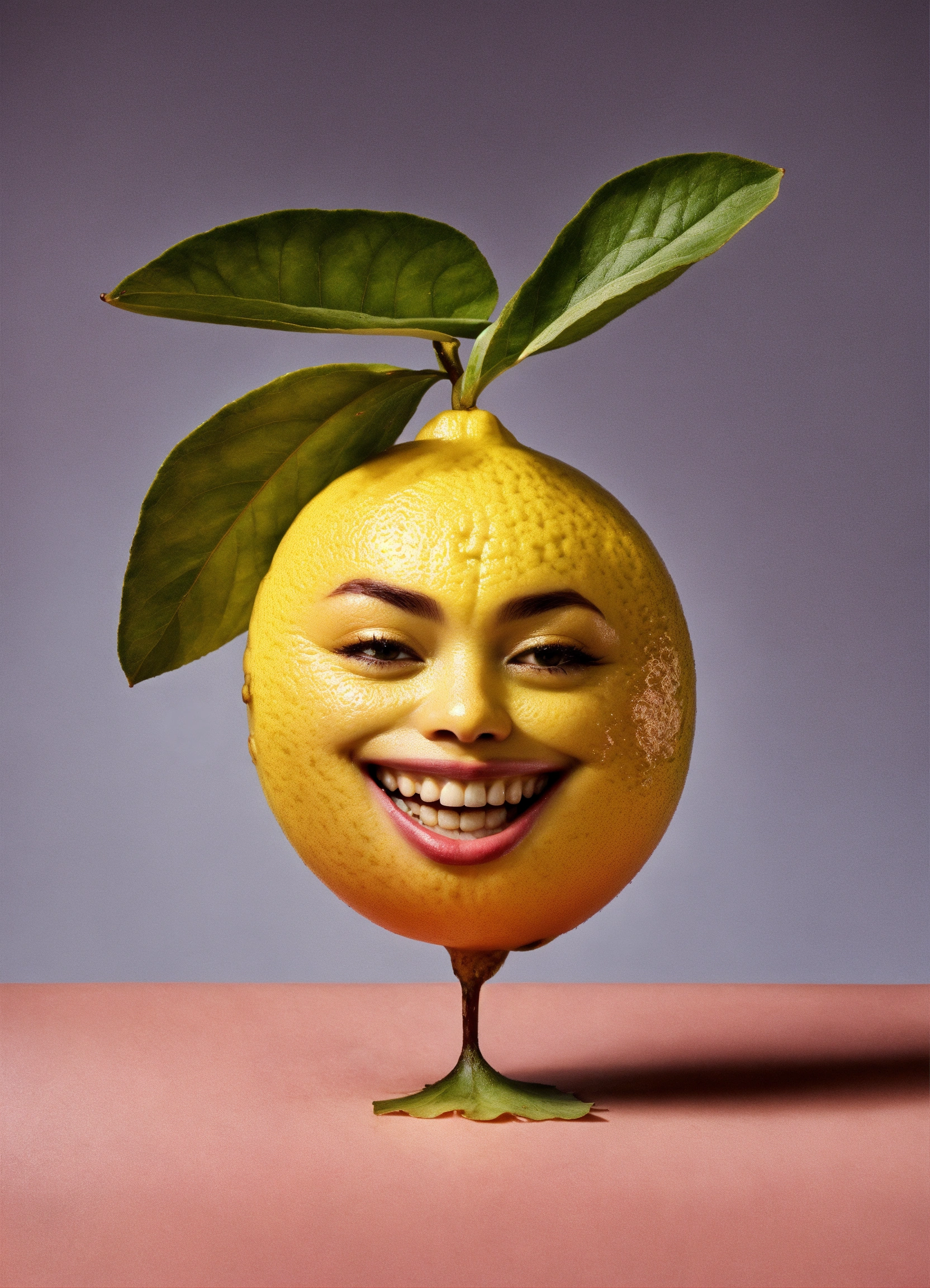 Lexica - A lemon with weird smiling human face, wtf, cover of vogue