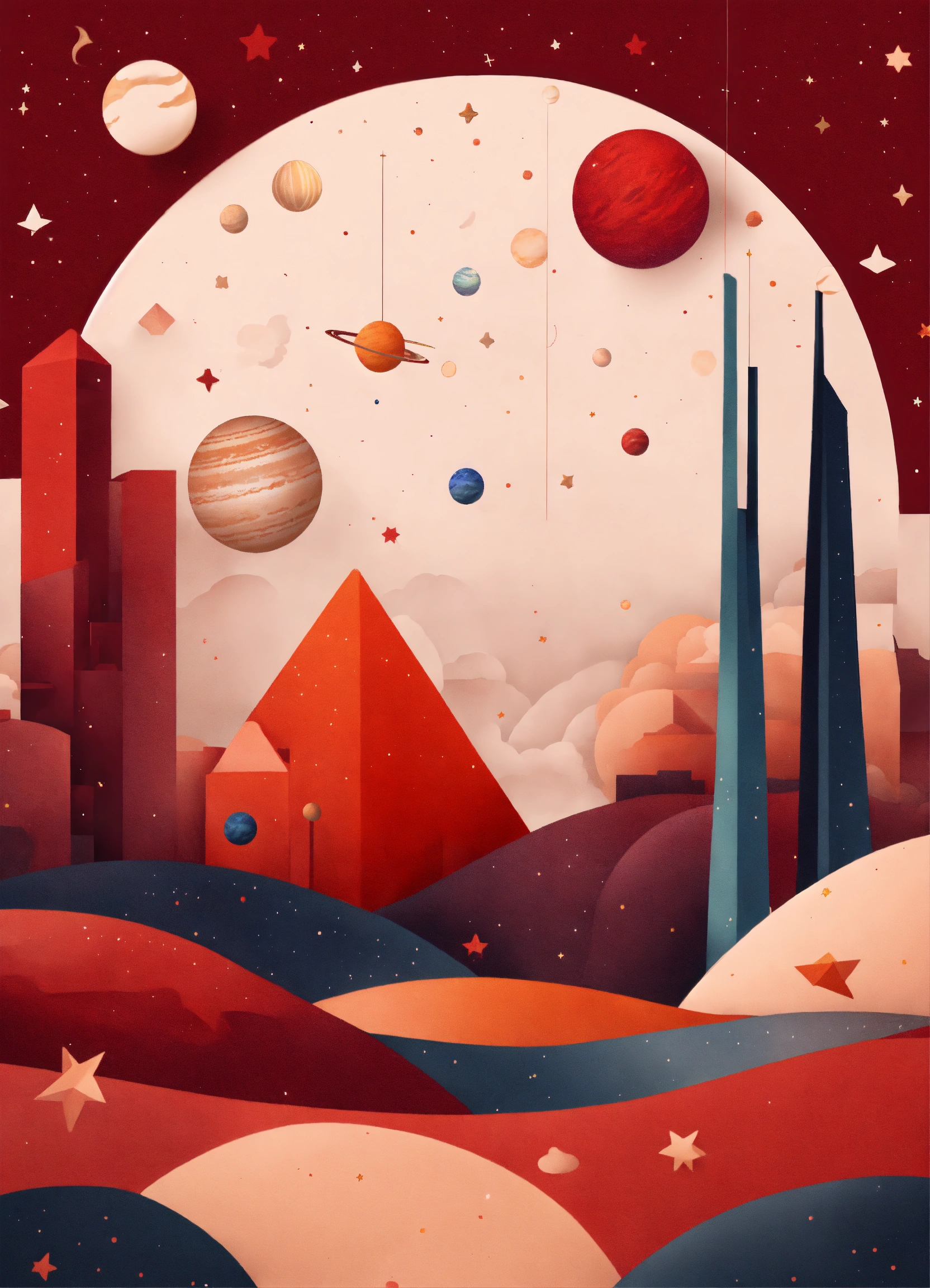 Lexica - Minimalist bold shapes playful paper outer space with stars ...