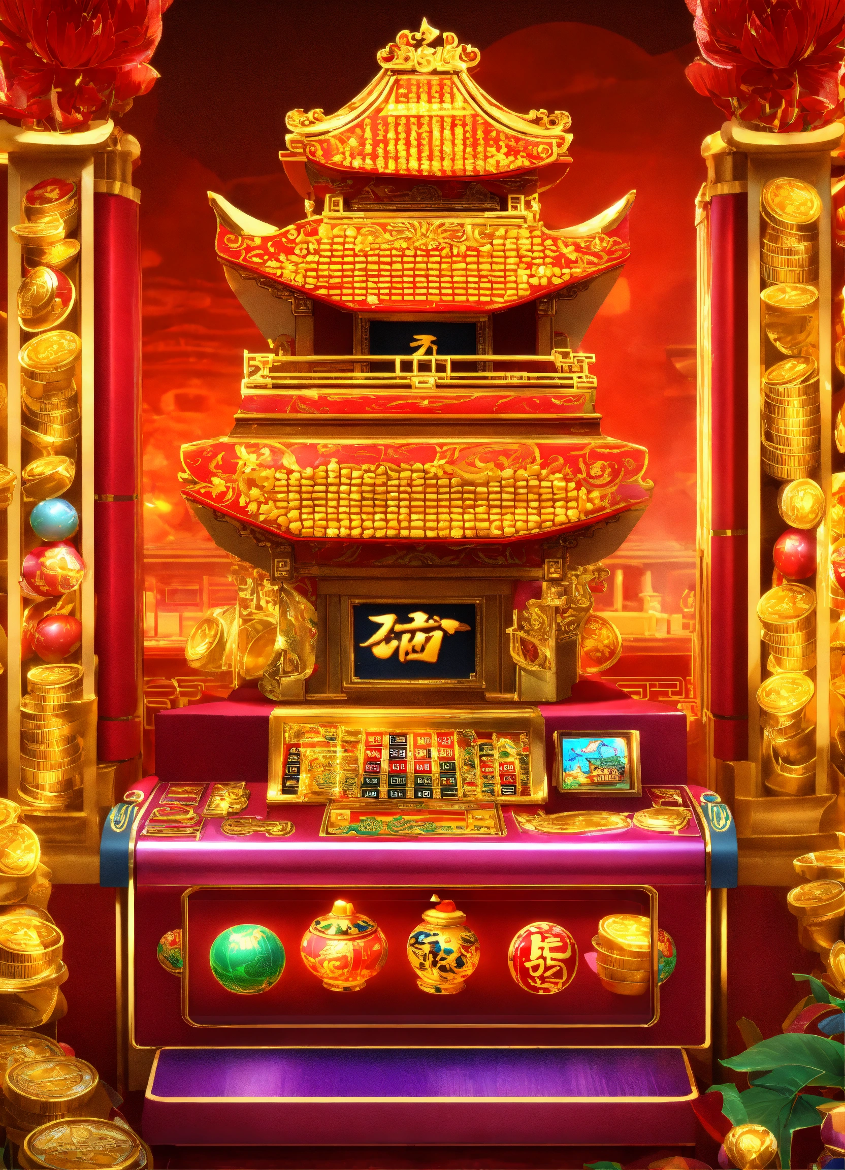 Lexica - 3D god of wealth (Chinese) slot machine game impressionistic ...