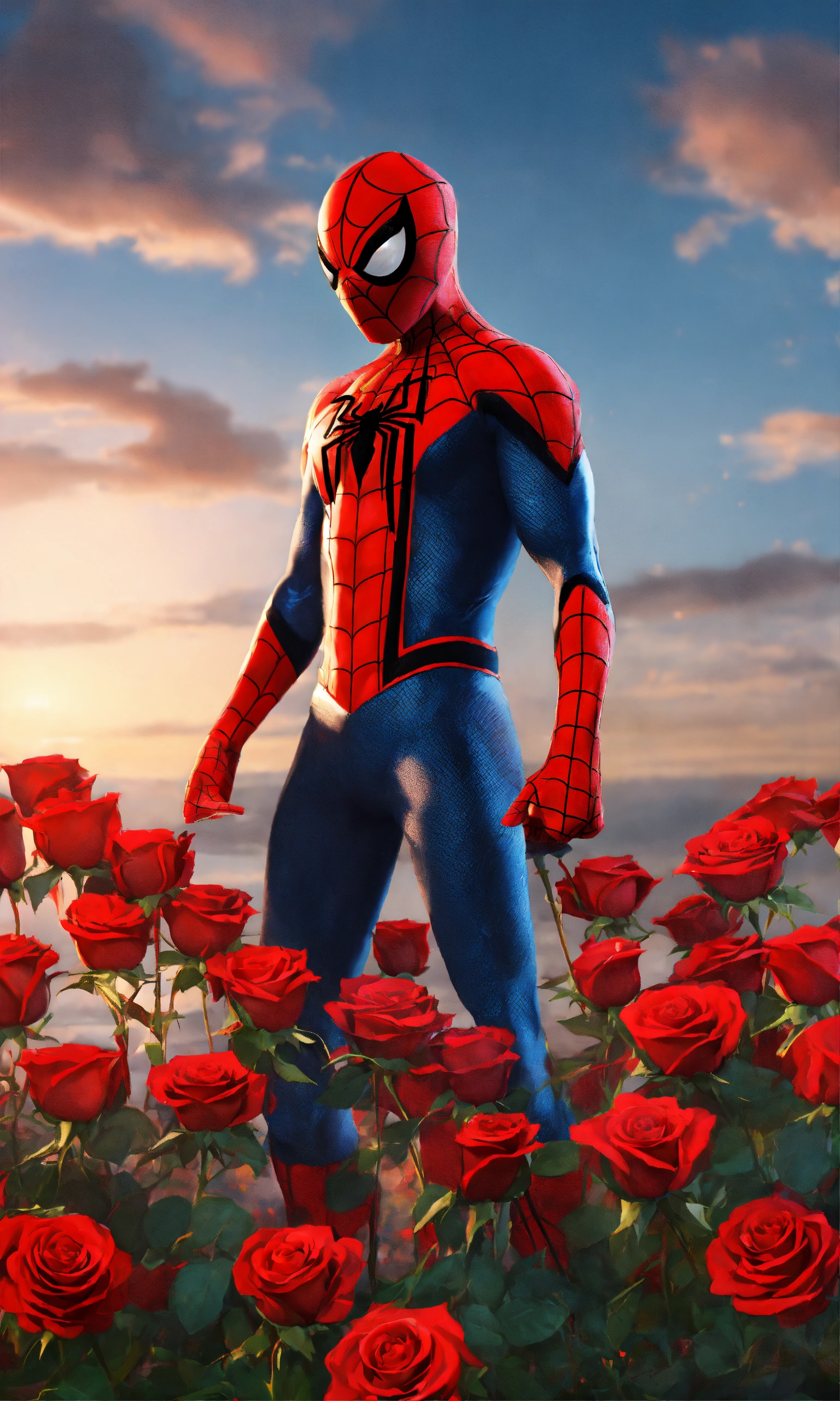 Lexica - Spiderman giving roses to his hot girlfriend with long hair ...