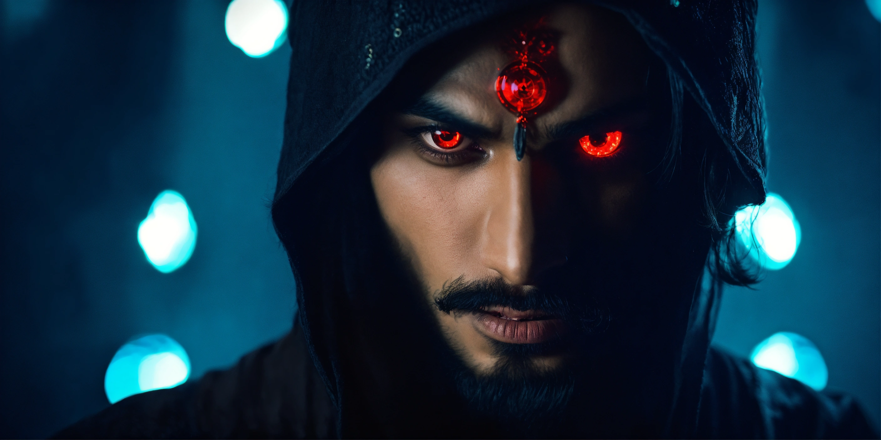 Lexica - Sinister and dramatic headshot of a young handsome South Asian ...