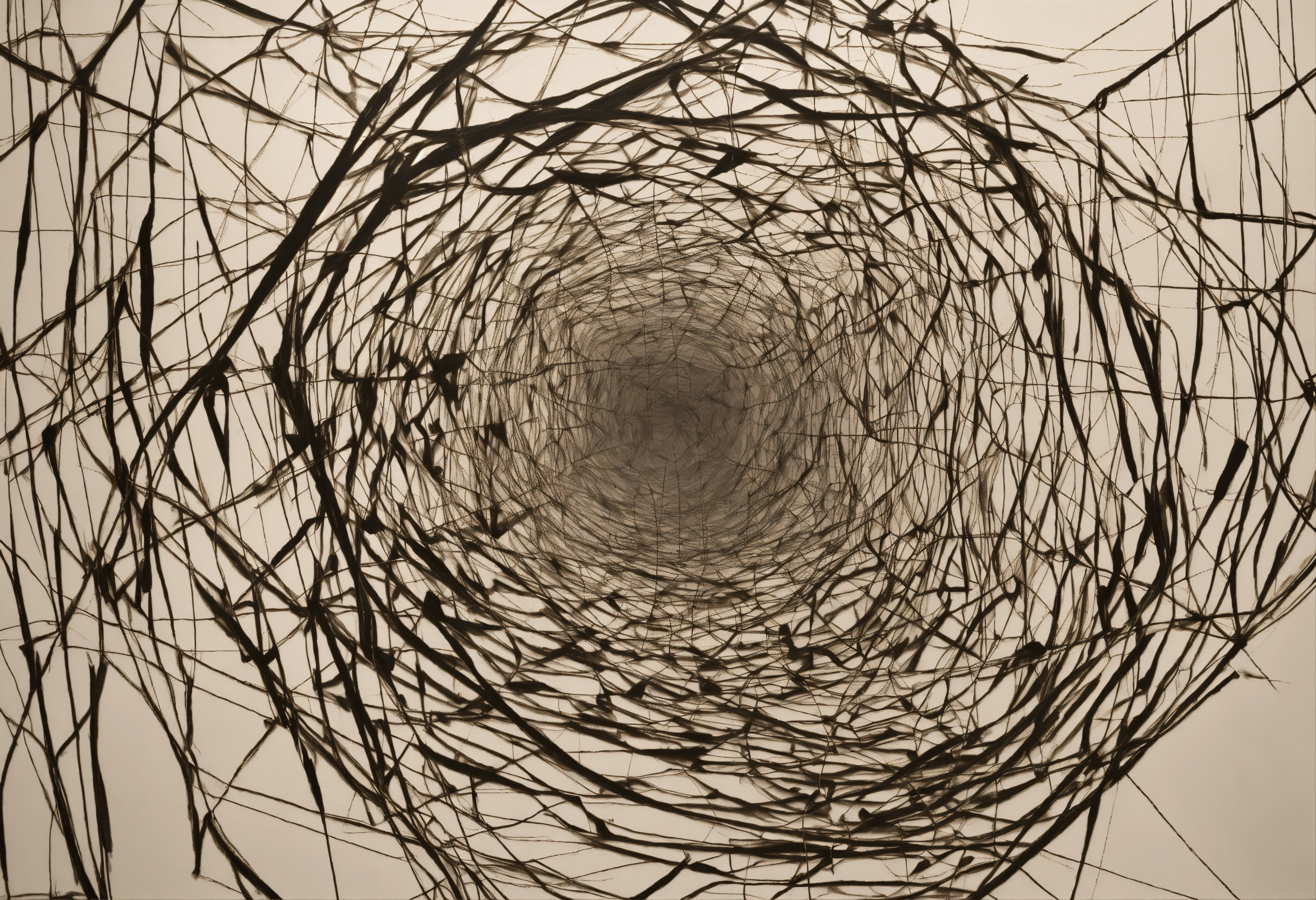 Lexica - A tangled web of black lines on a white canvas, creating a ...