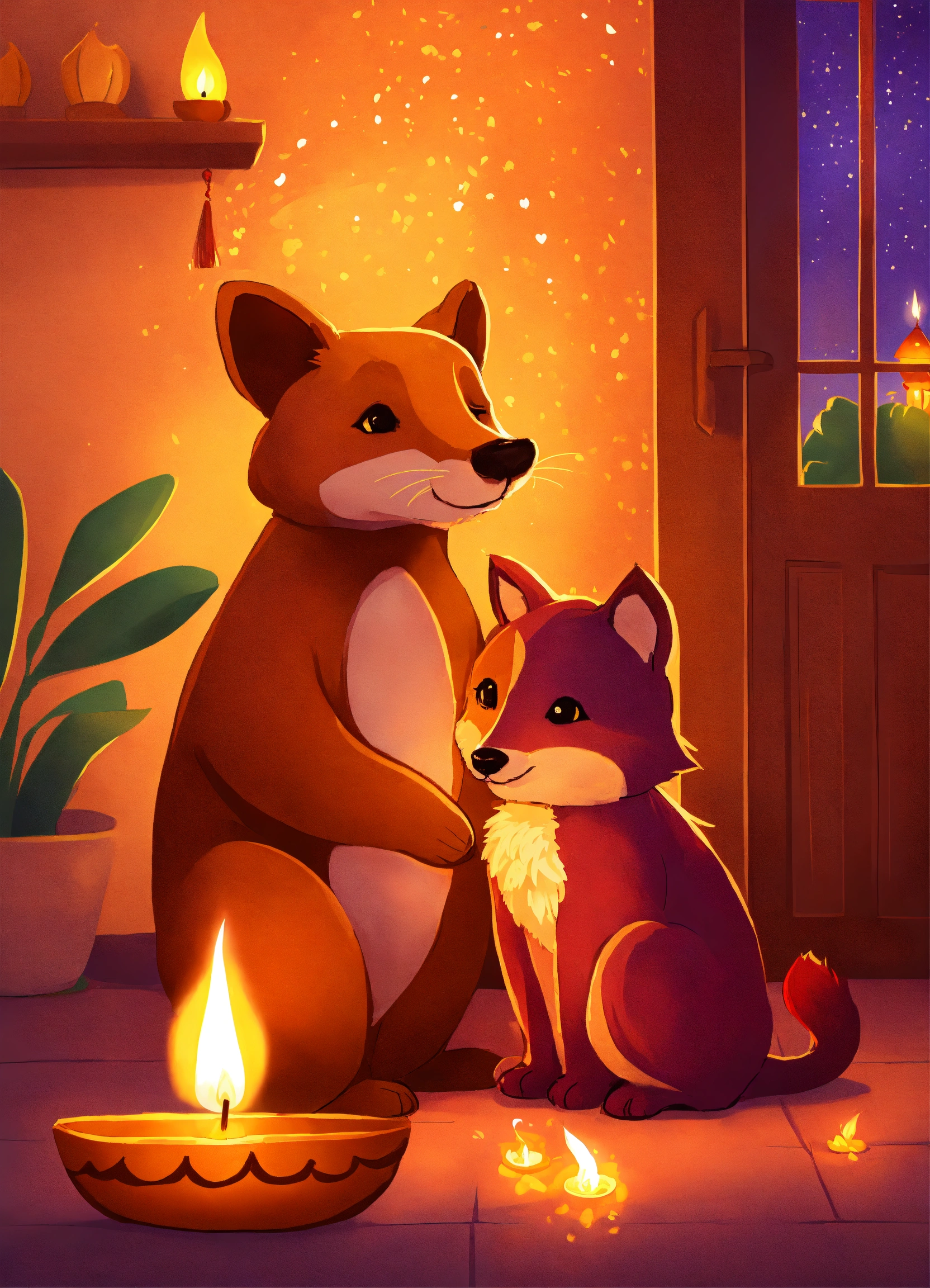 Lexica - Create a heartwarming Diwali card that features a family of ...