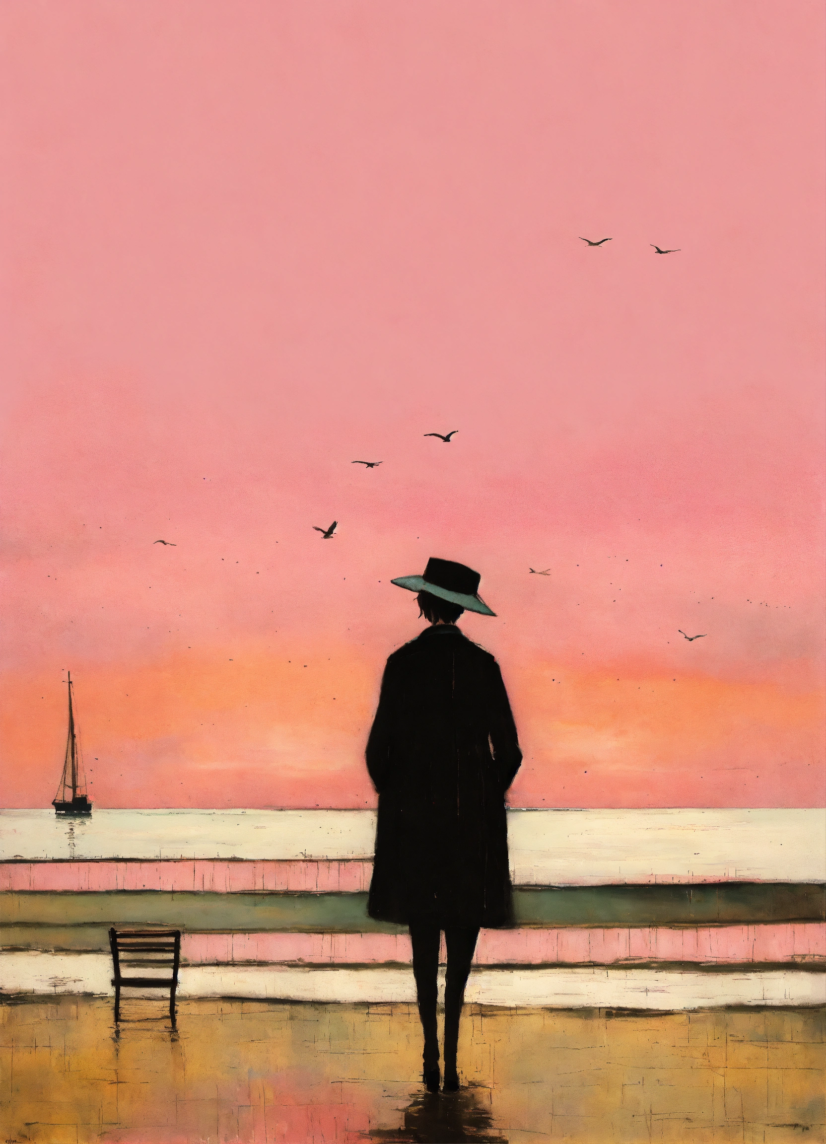 Lexica - Sam toft art, oil painting pink sky empty ocean