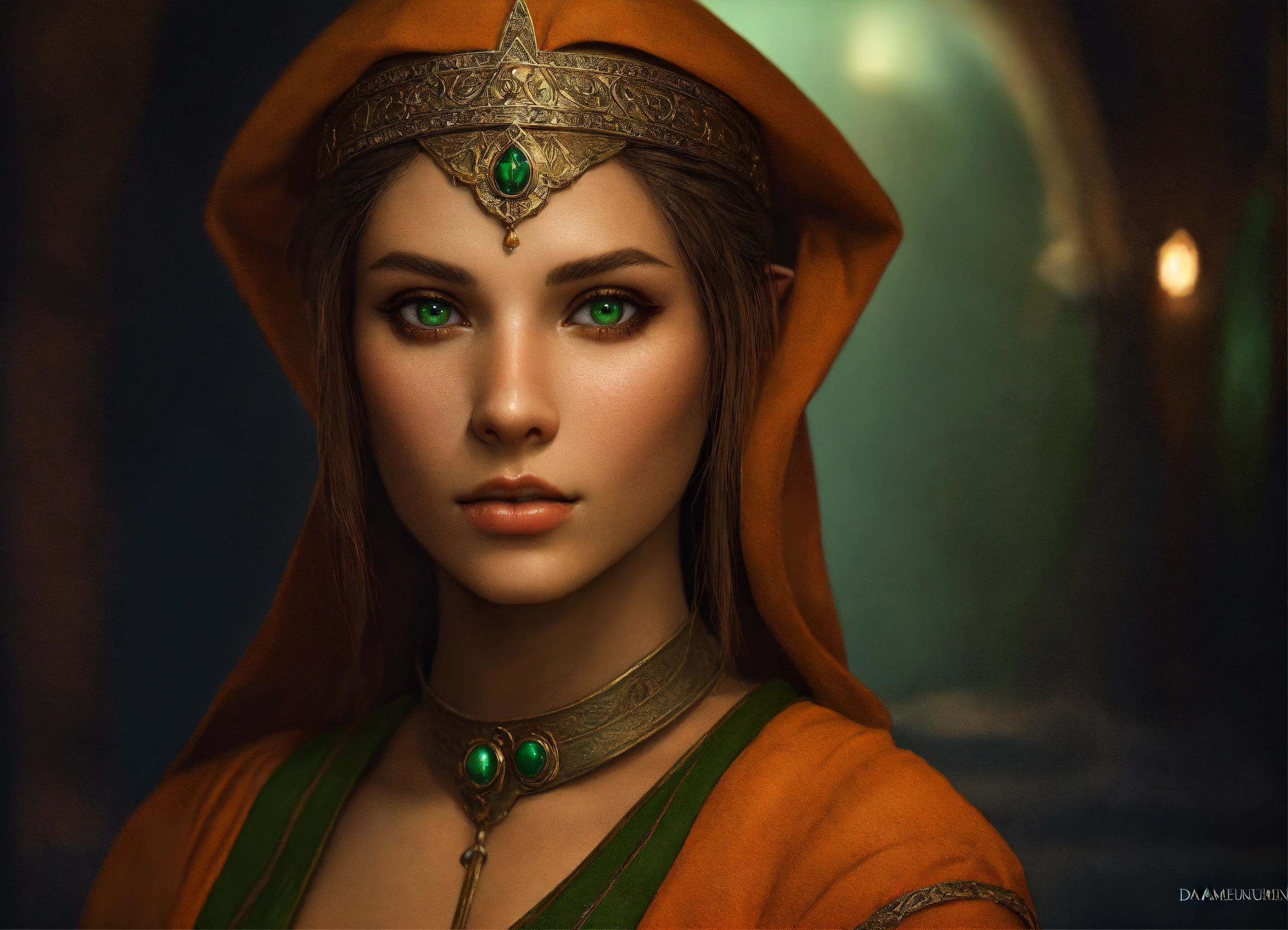 Lexica - Tamerlan female elf in medieval style, Turkish clothes, green ...