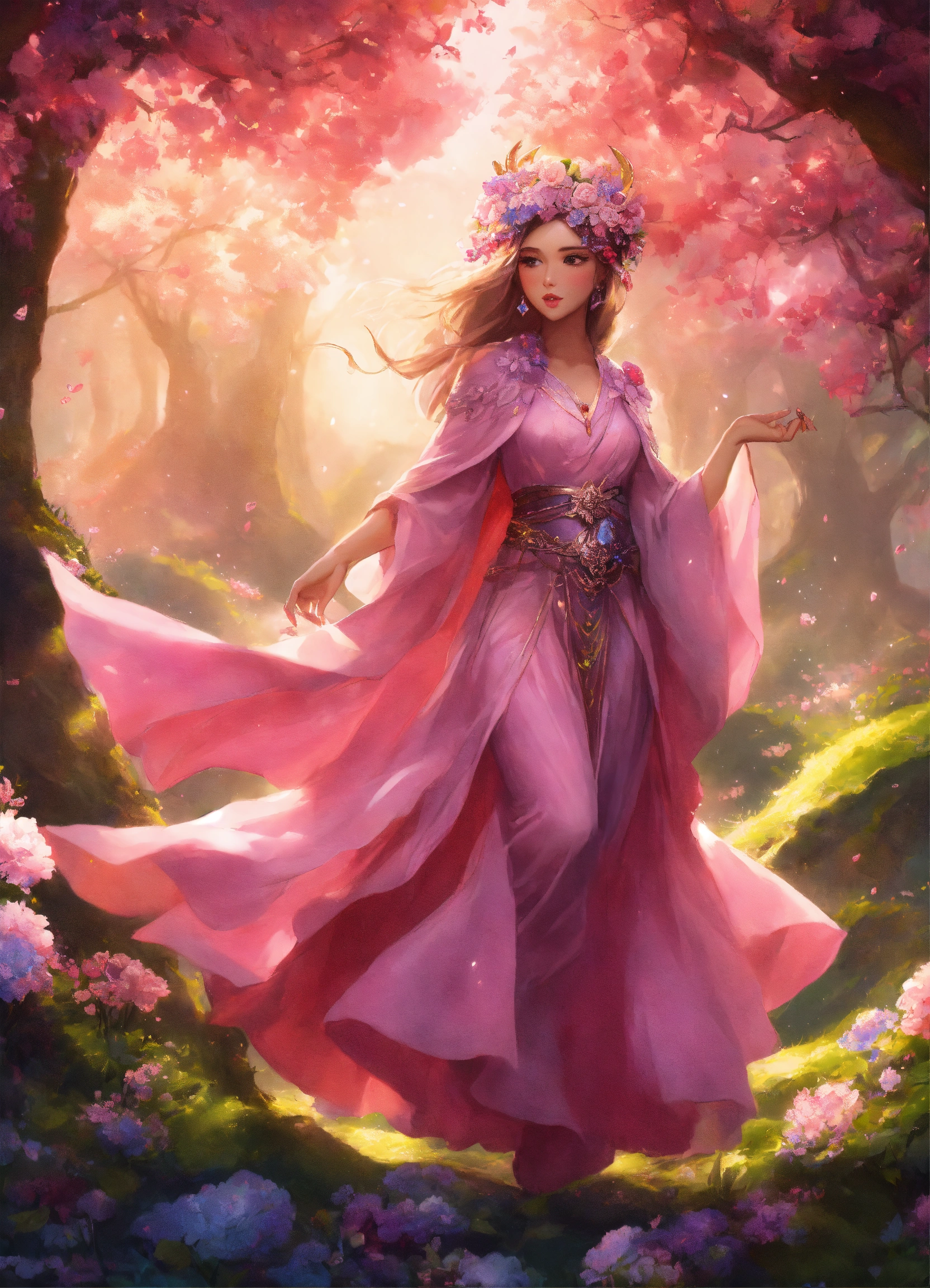Lexica - Magical gemstone pixies, pink, land covered in flowers, dnd ...