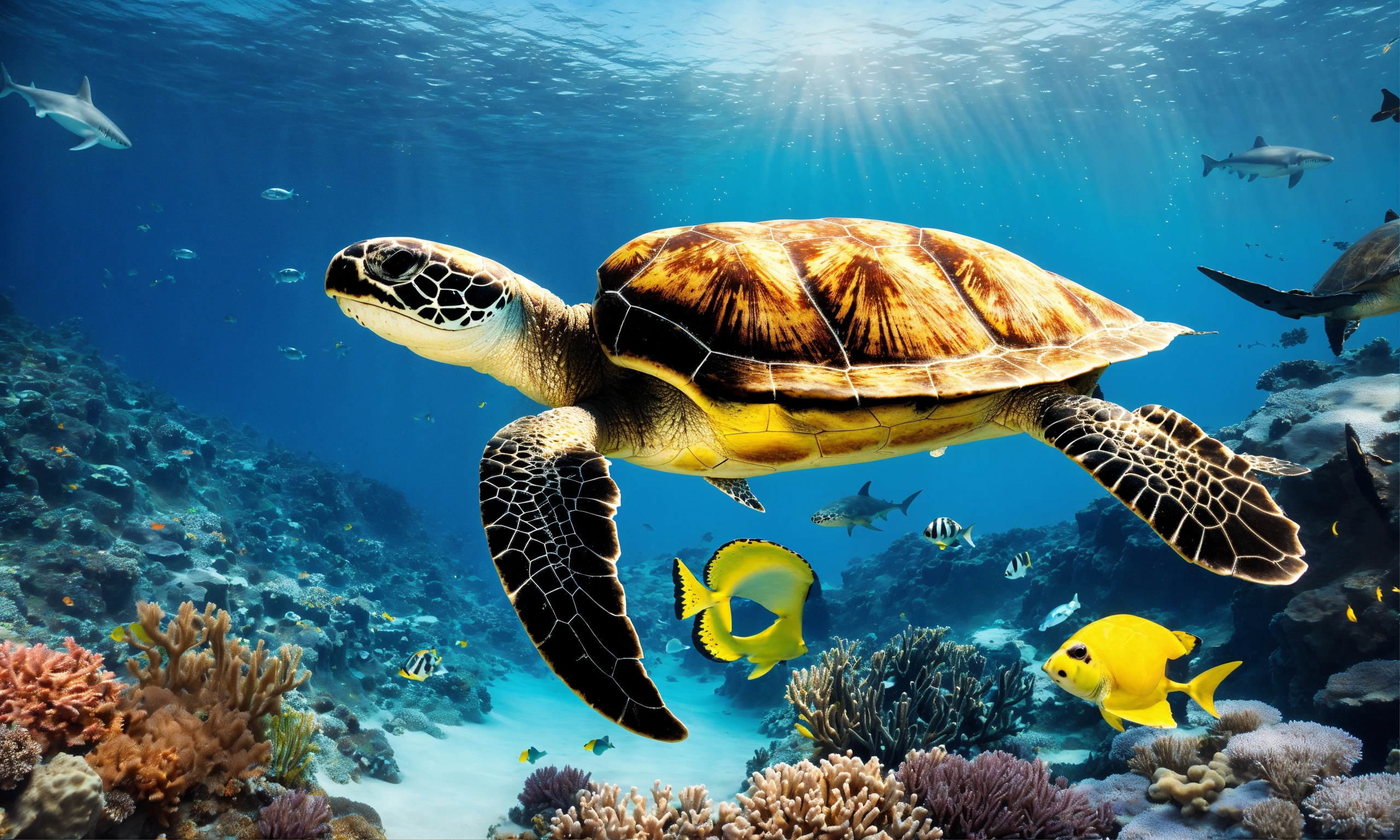 Lexica - Ocean life with turtles, corals, shark