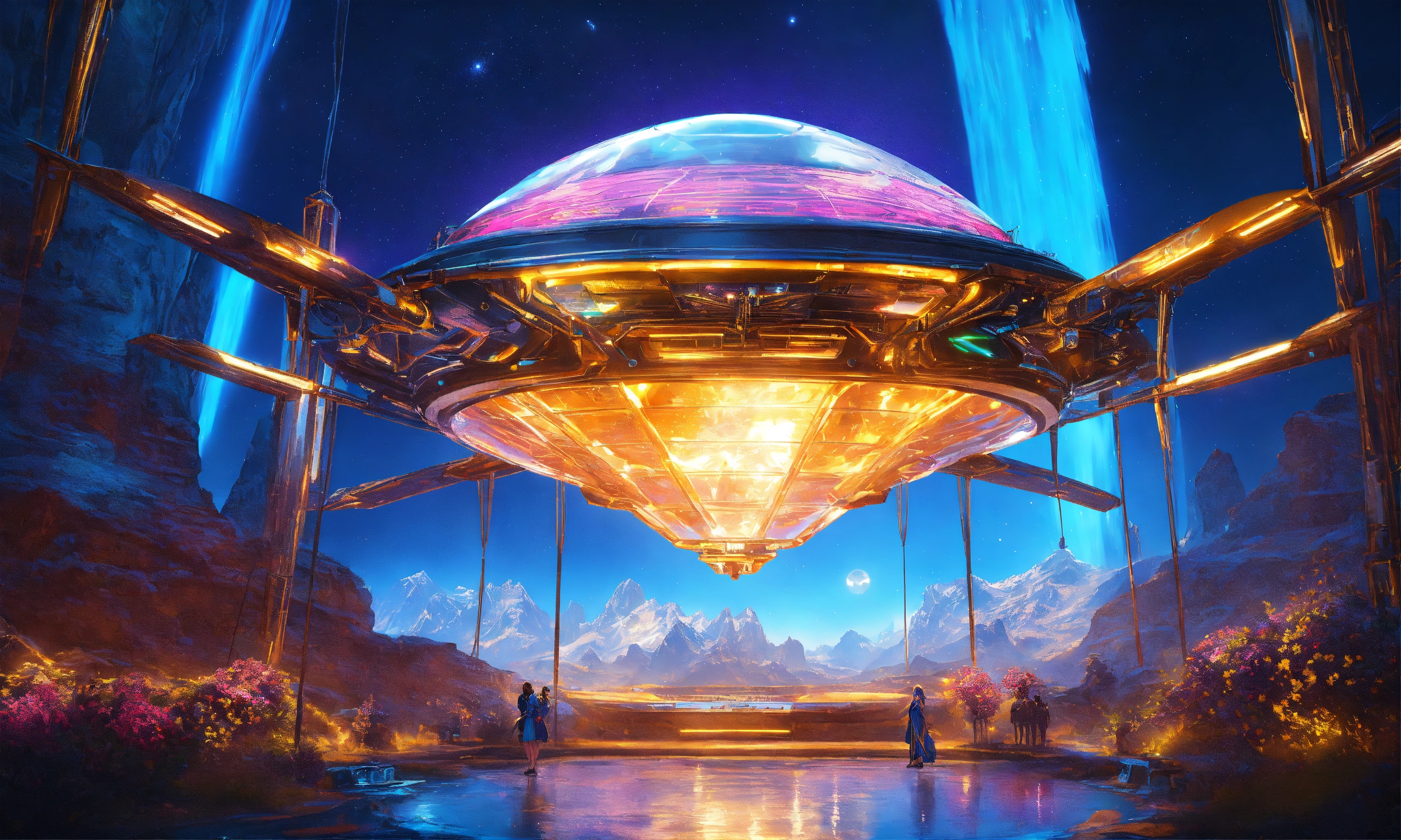 Lexica - Futuristic spaceship,alien design,flying in starry space ...