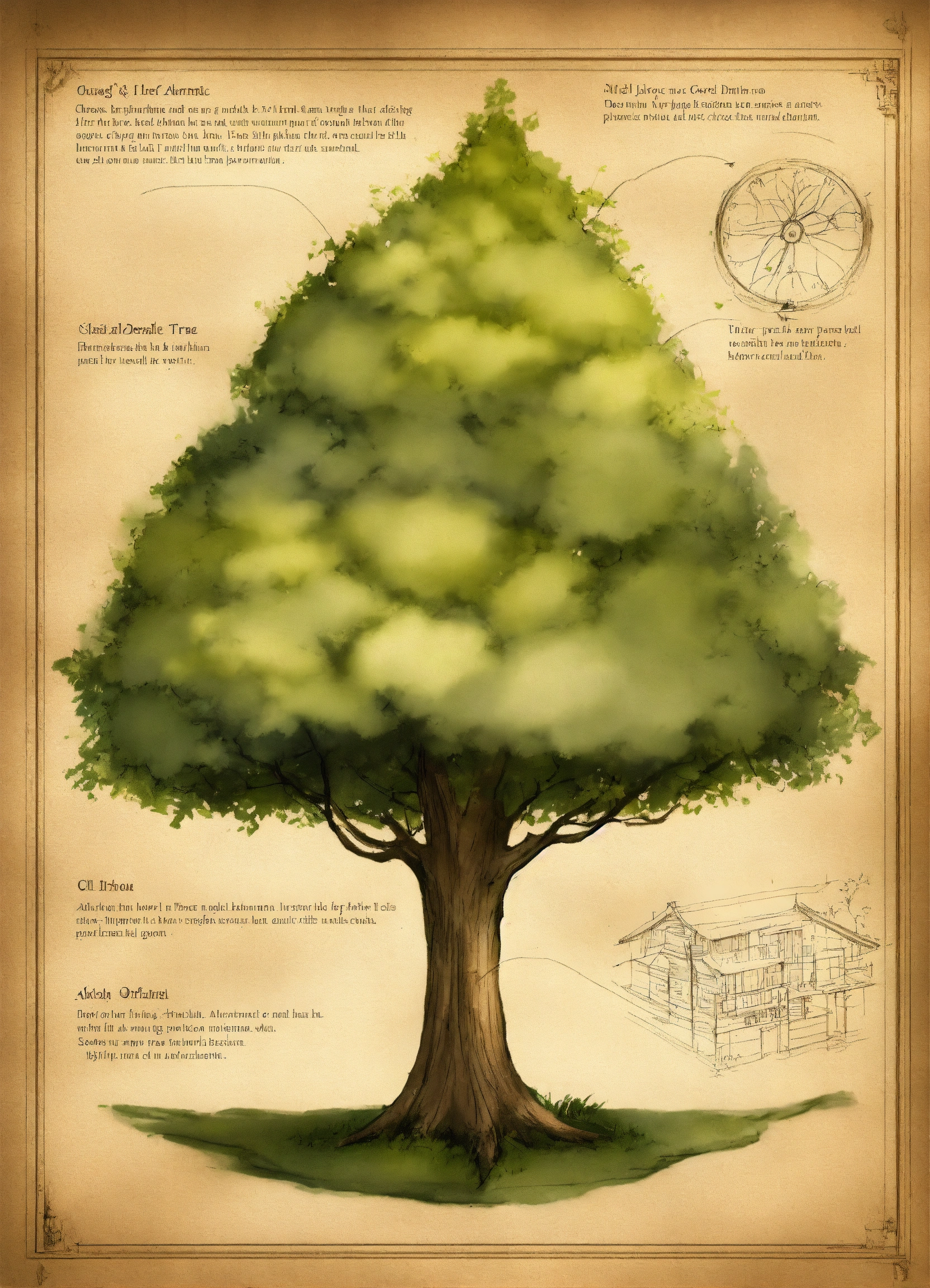 Lexica - Designing a tree, designing sheet, sketch out designs, parchment