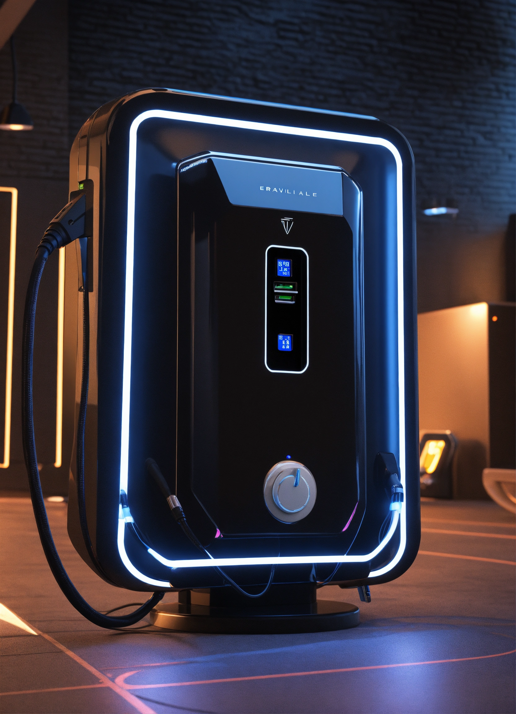Lexica - Small black Wall mounted portable 11kW EV charger, hi gloss ...