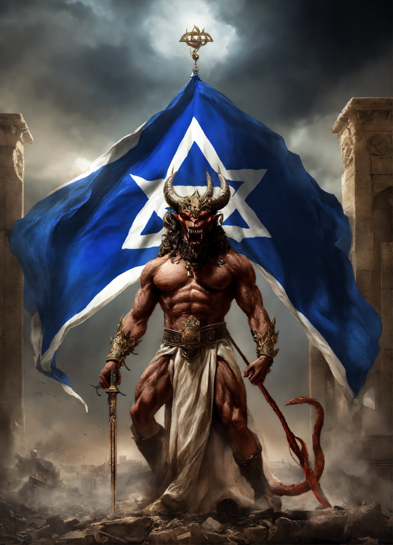 Lexica - Evil demonic Israel demon with an Israeli flag beast with an ...