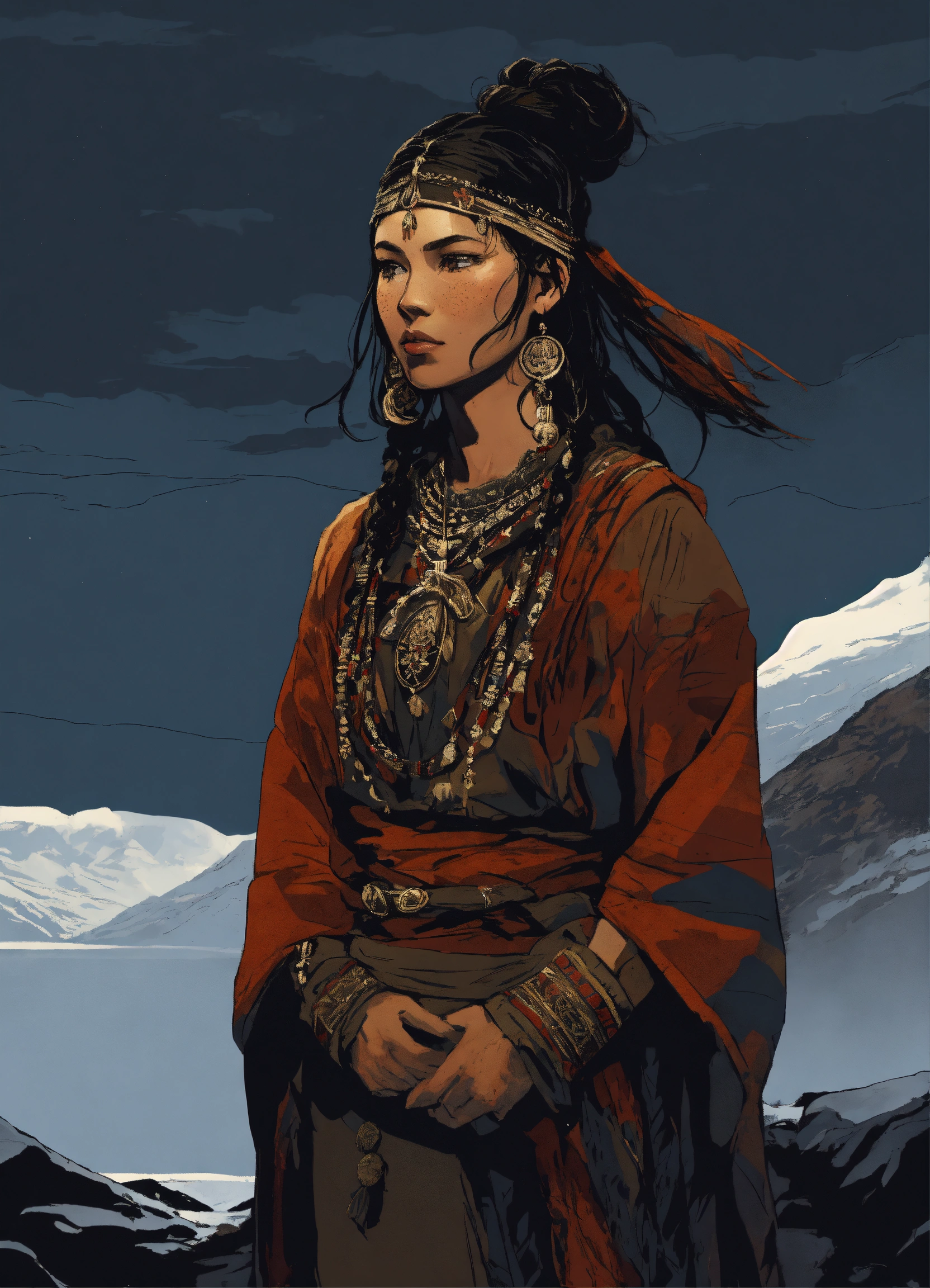 Lexica - Illustration of a young Sámi woman in the style of Bernie ...