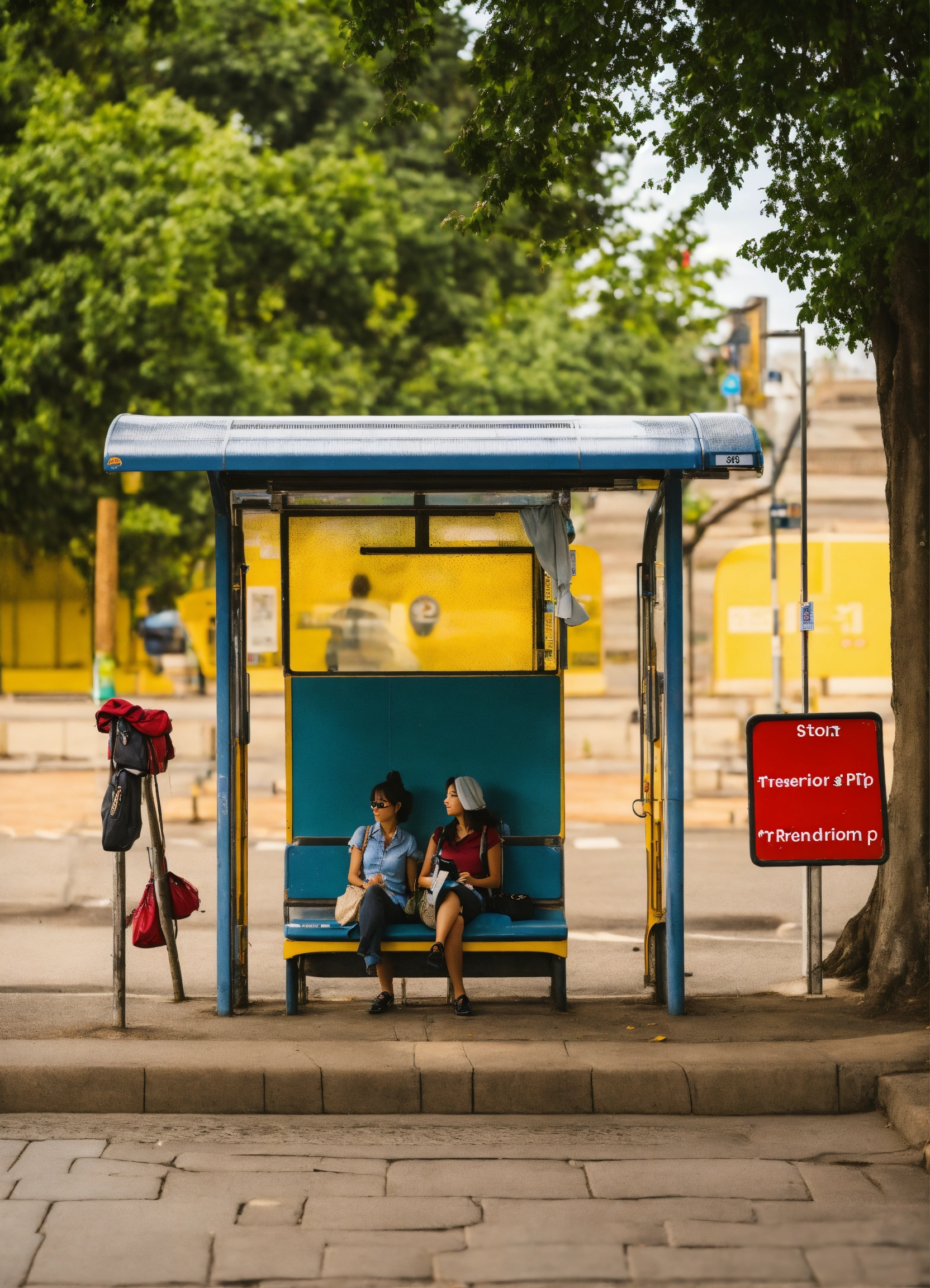 Lexica - Small bus stop whit travelers