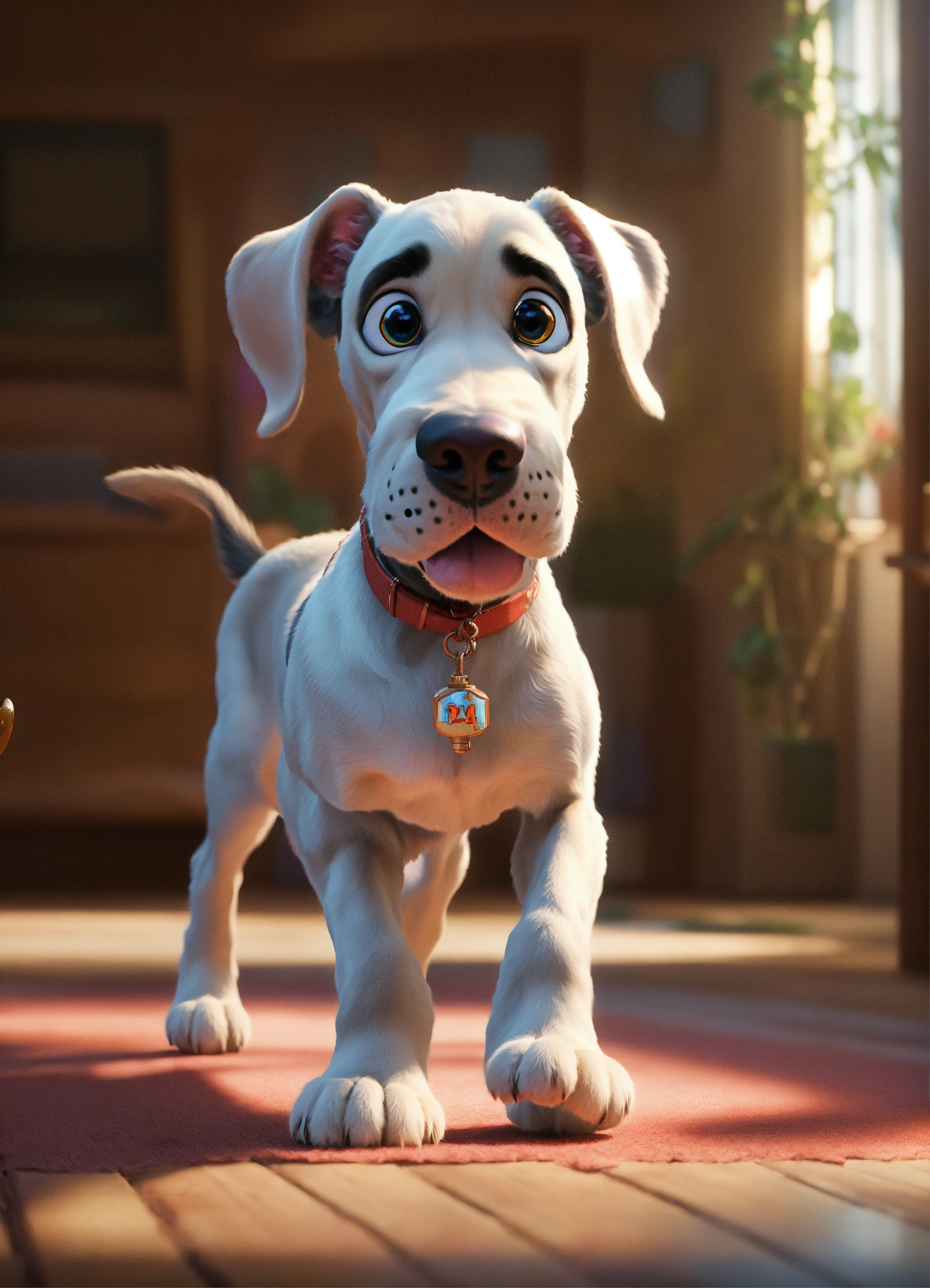 Lexica - Toy art cute Great Dane dog running barking , Pixar, Disney ...