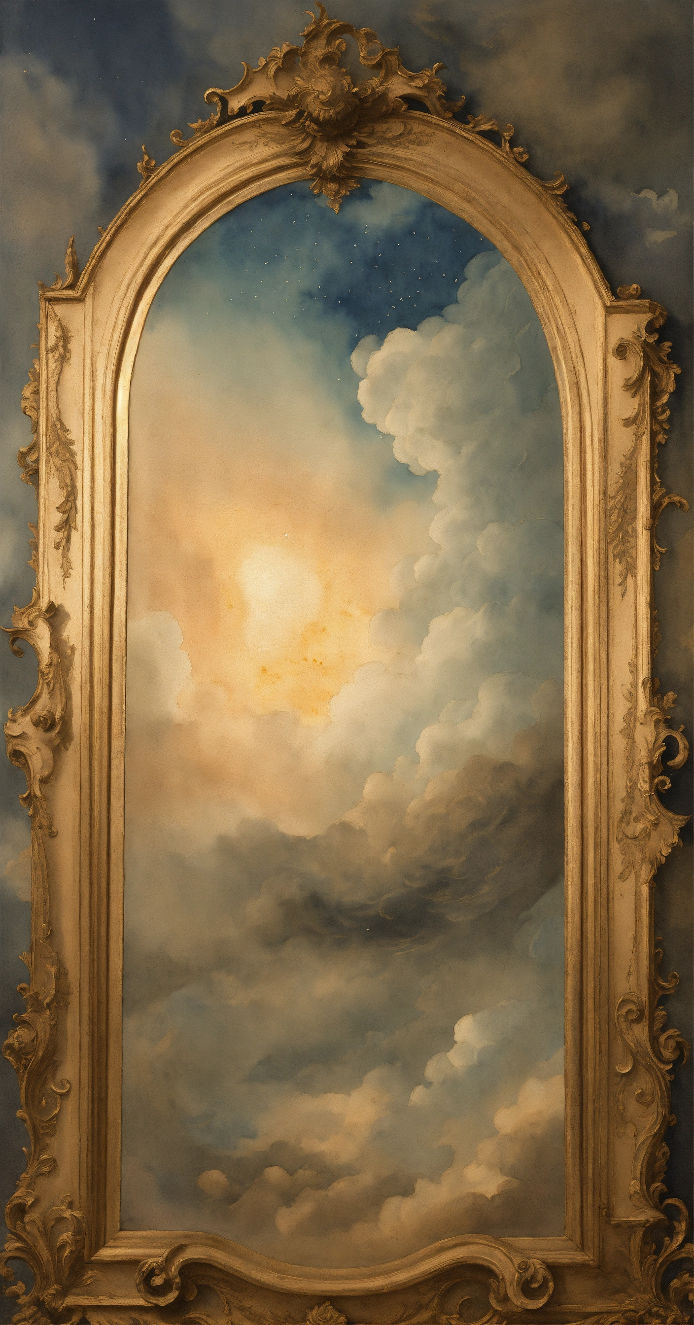 Lexica - Watercolor, highly detailed, a celestial design on a faint ...